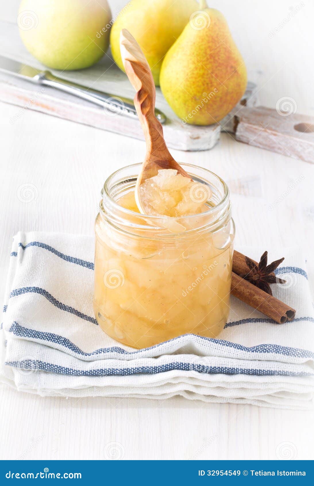 Homemade pear jam in jar stock image. Image of appetizer - 32954549