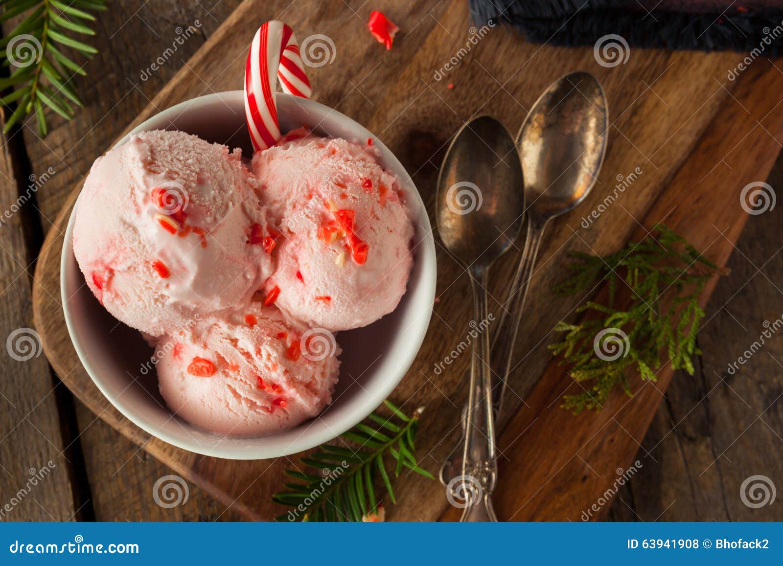 Homemade Peppermint Candy Cane Ice Cream Stock Photo - Image of product ...