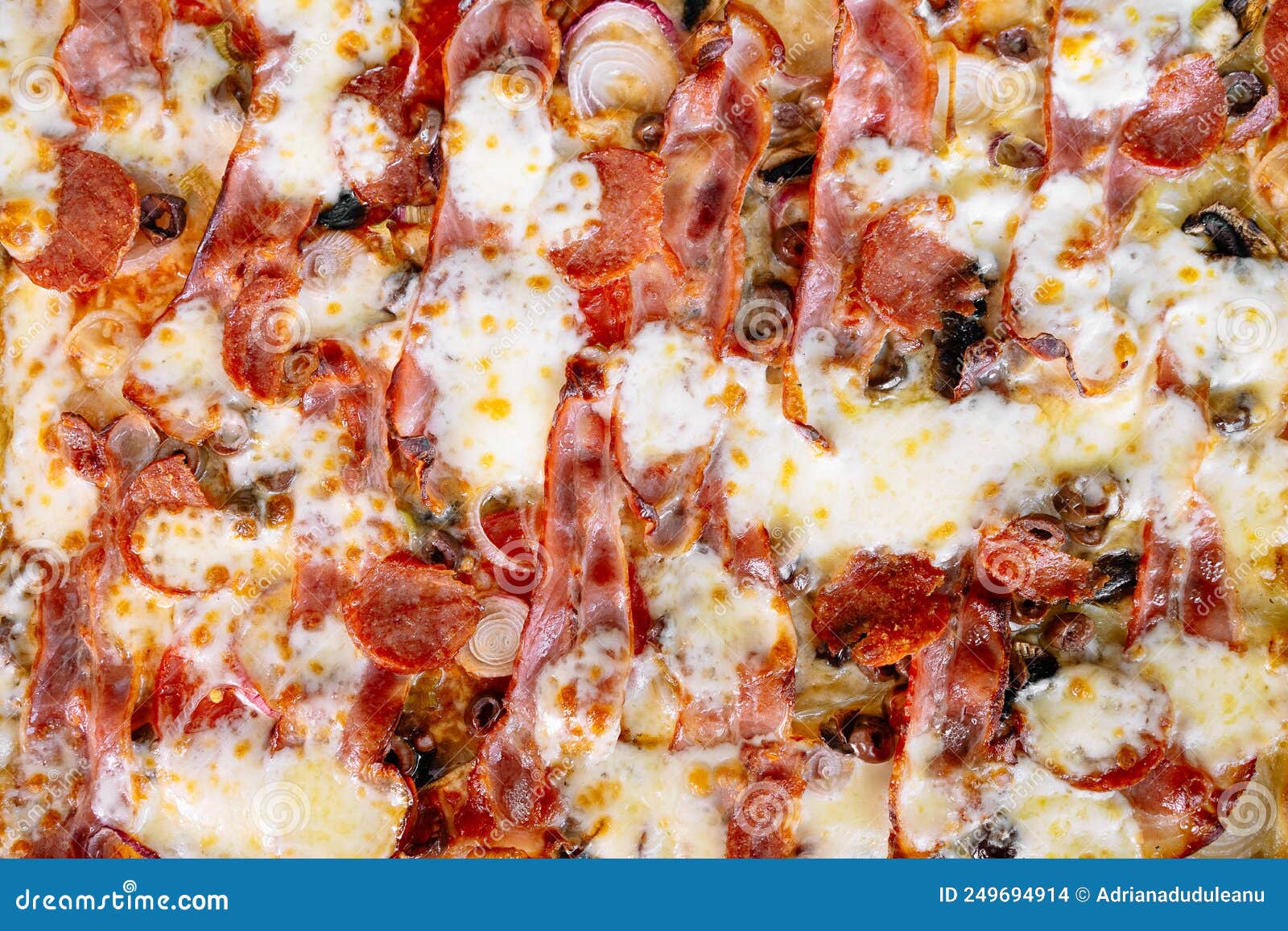 Full frame of pizza stock photo. Image of full, vegetable - 249694914