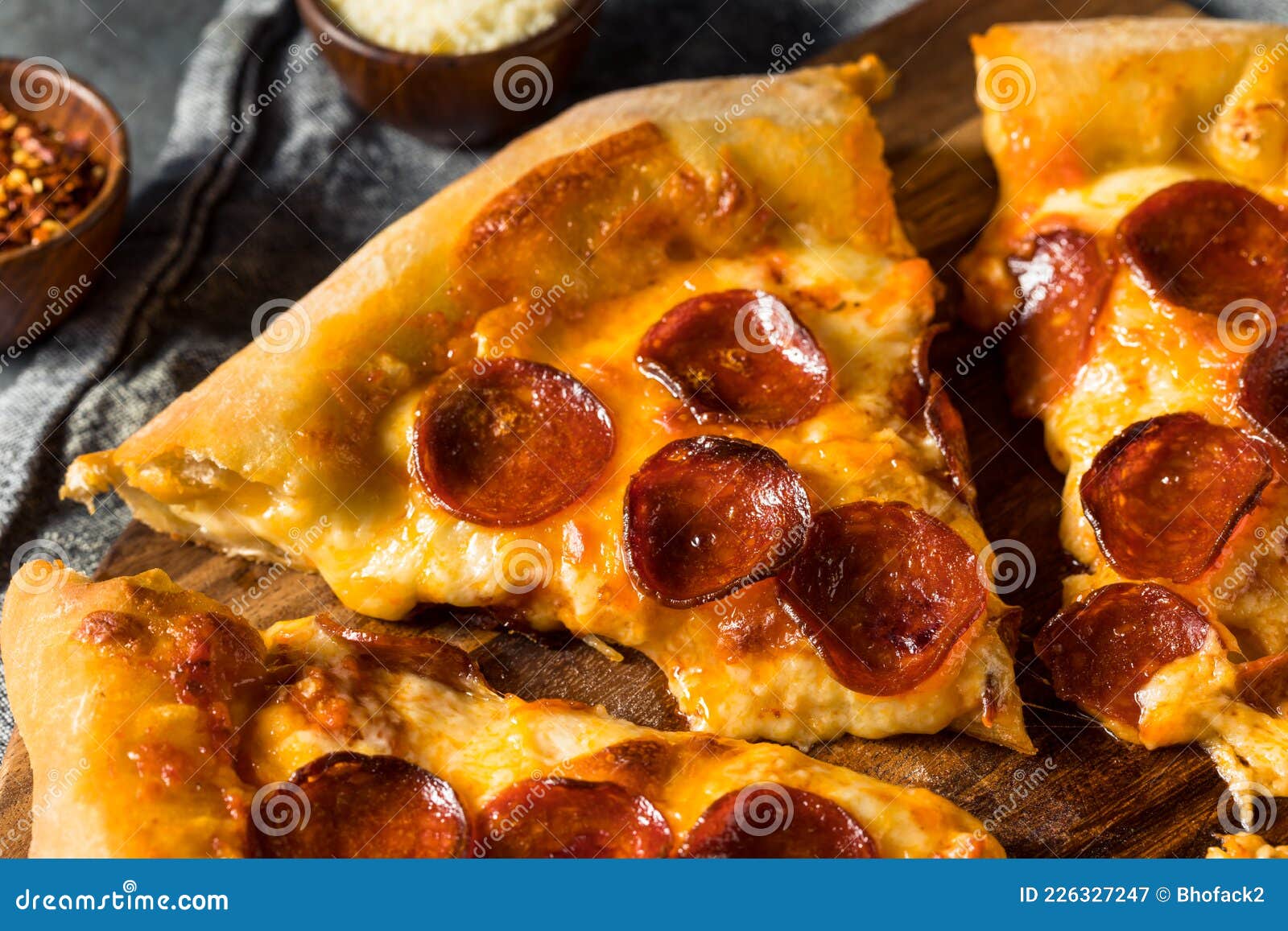 Homemade Pepperoni Stuffed Crust Pizza Stock Image - Image of wooden ...
