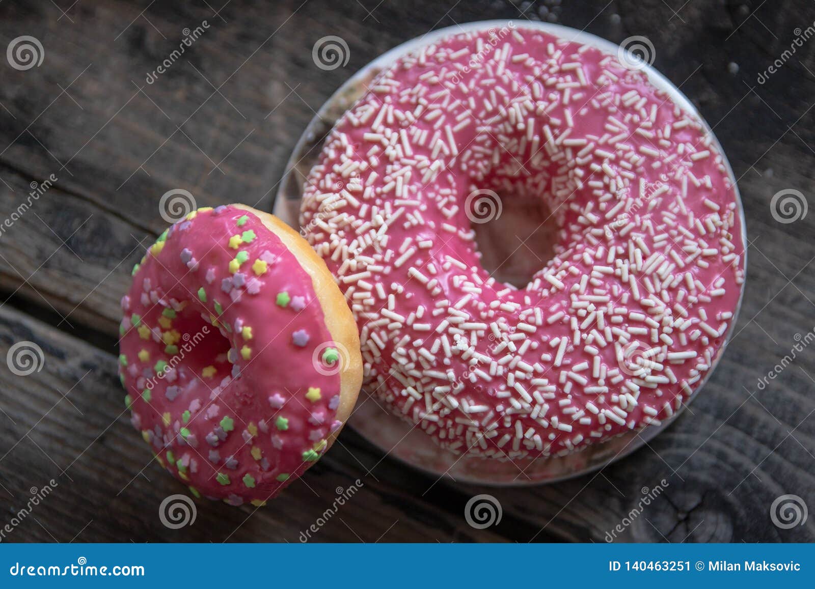 Homemade Pink Glazed Donuts Stock Image - Image of eating, beans: 140463251