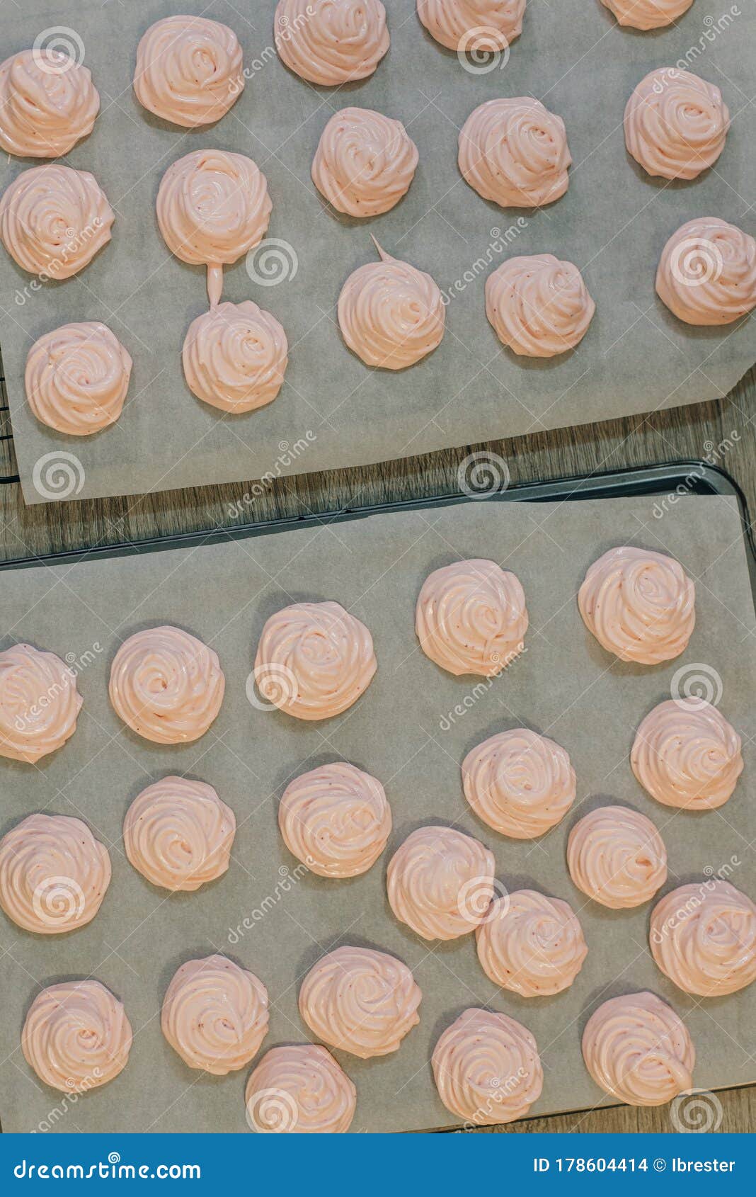 Homemade Pink Marshmallows on Baking Paper Background on the Kitchen ...