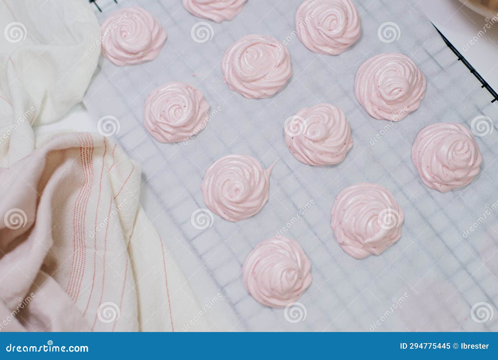 Homemade Pink Marshmallows on Baking Paper Background on the Kitchen ...