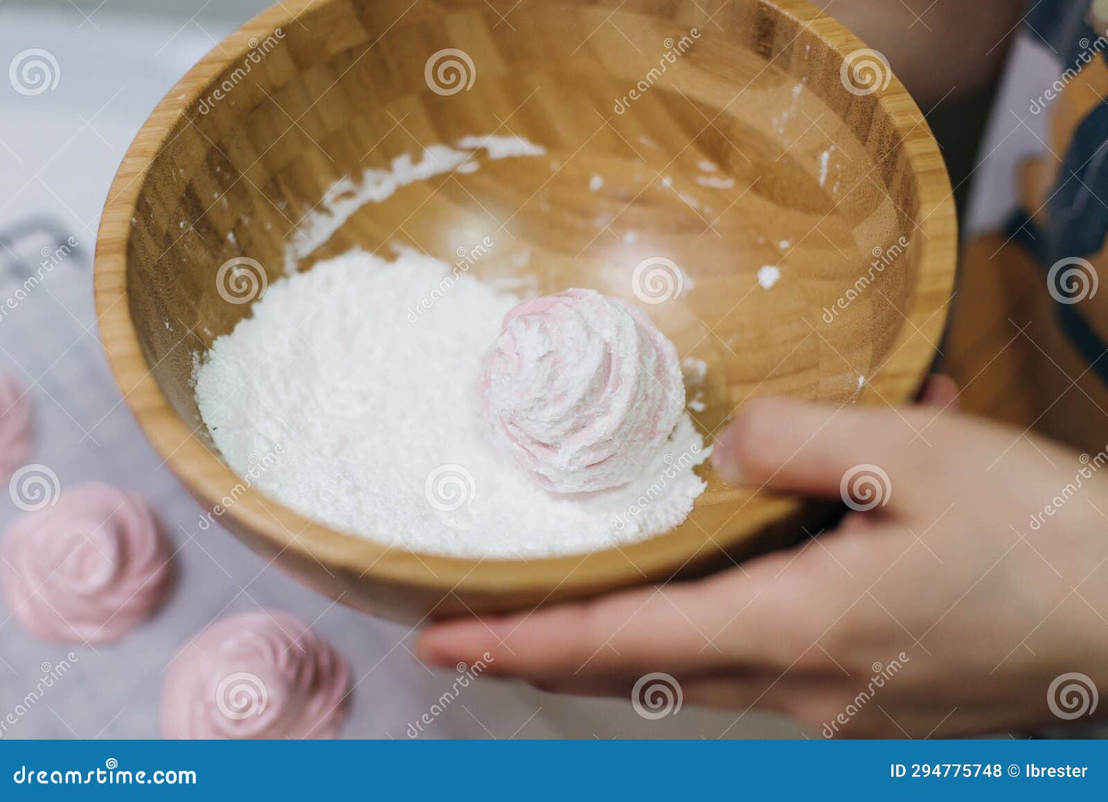 Homemade Pink Marshmallows on Baking Paper Background on the Kitchen ...