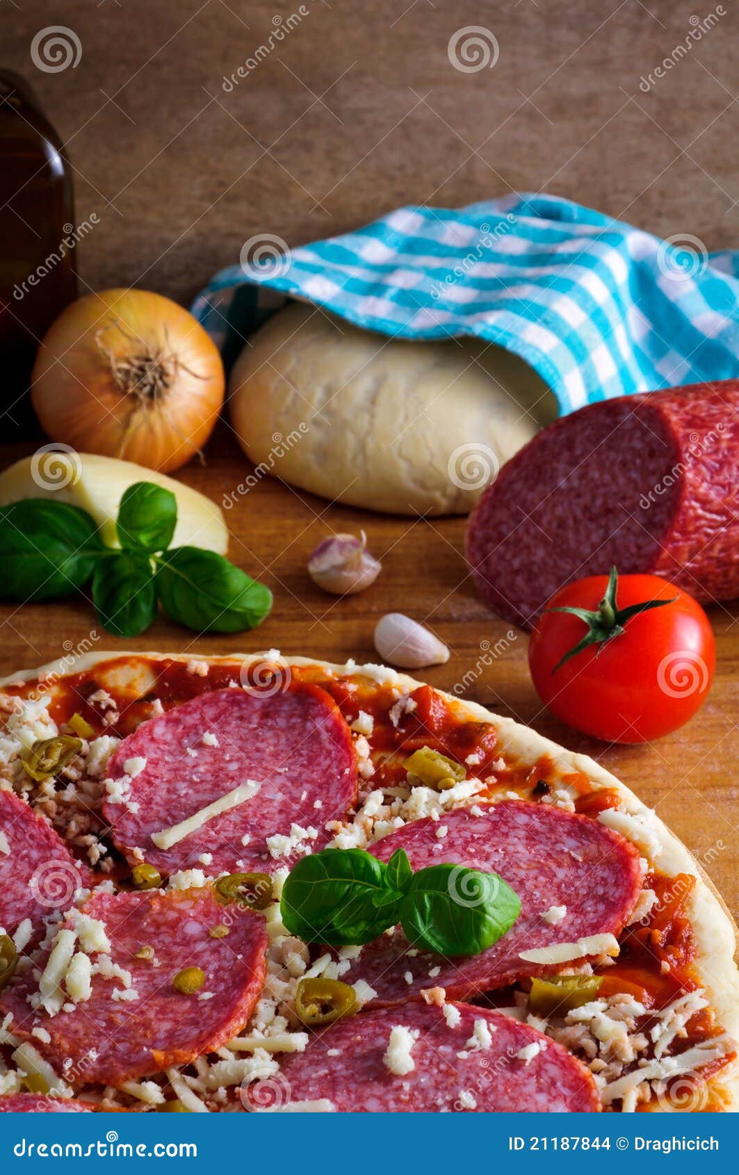 Homemade Pizza and Ingredients Stock Photo - Image of traditional ...