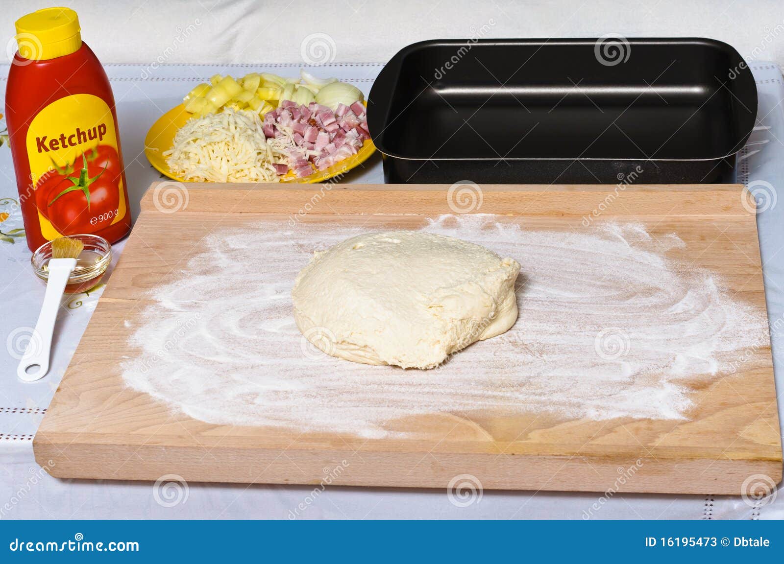 Homemade pizza preparation stock image. Image of grain - 16195473