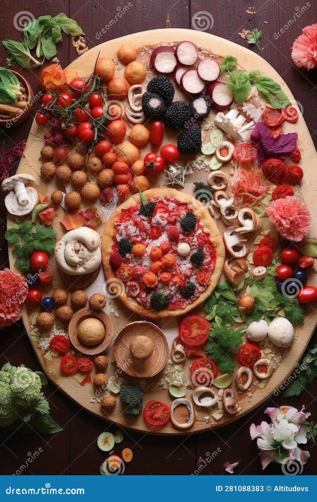 Homemade Pizza with Various Toppings Stock Illustration - Illustration ...