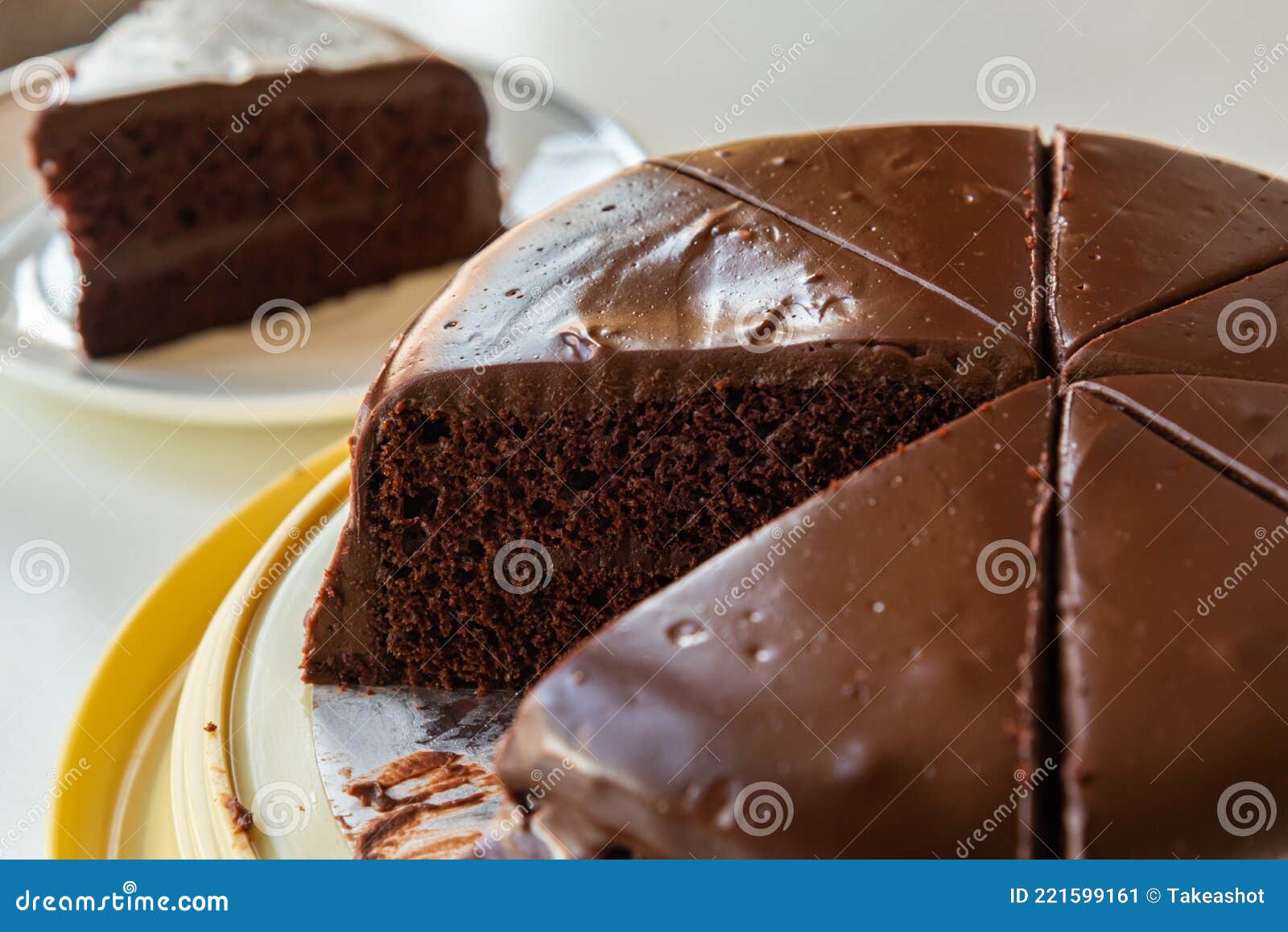 Homemade Plain Round Chocolate Cake Stock Image - Image of frosting ...