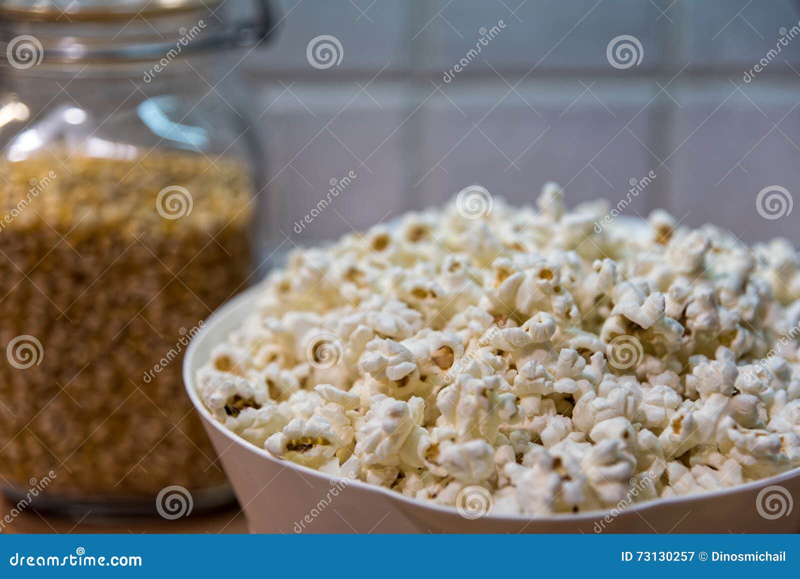 Homemade popcorn stock image. Image of glass, fresh, popcorn - 73130257