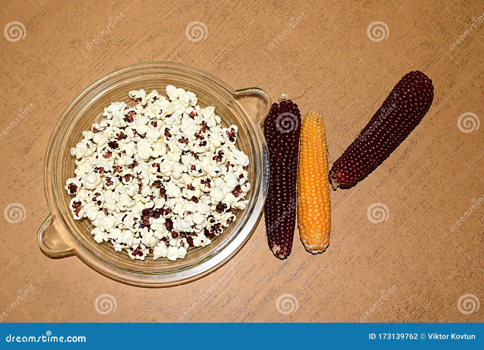 Homemade Popcorn and Ears of Corn on the Table Stock Photo - Image of ...