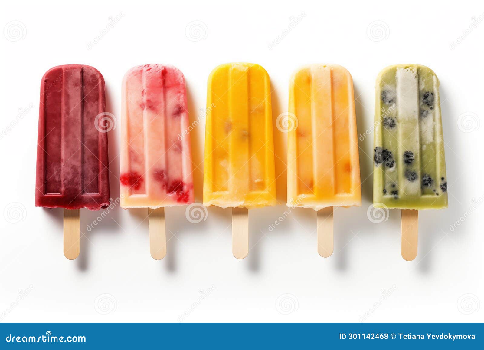 Homemade Popsicles with Different Flavors on White Background, Top View ...