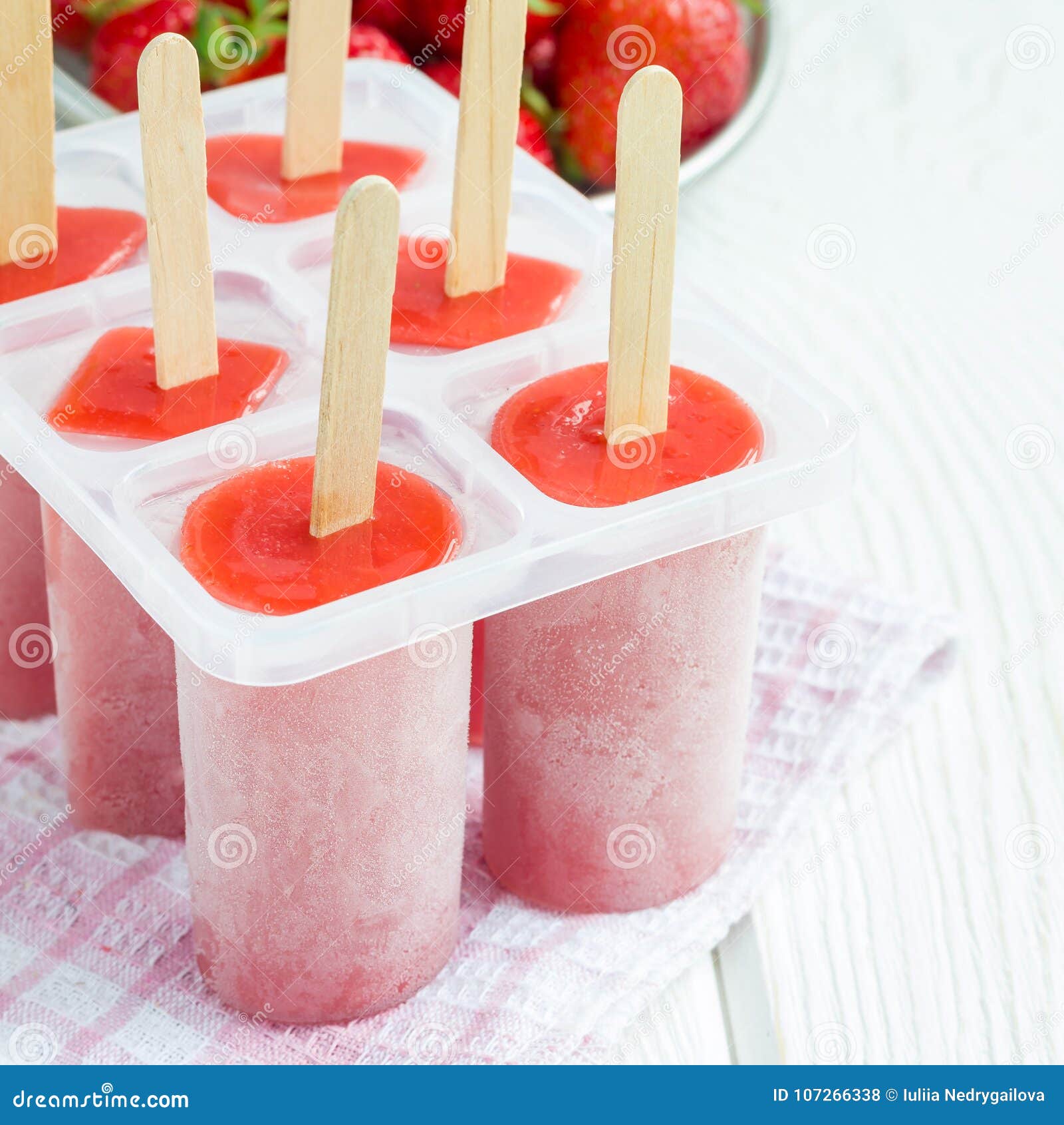 Homemade Popsicles with Strawberry and Banana, Square Stock Photo ...