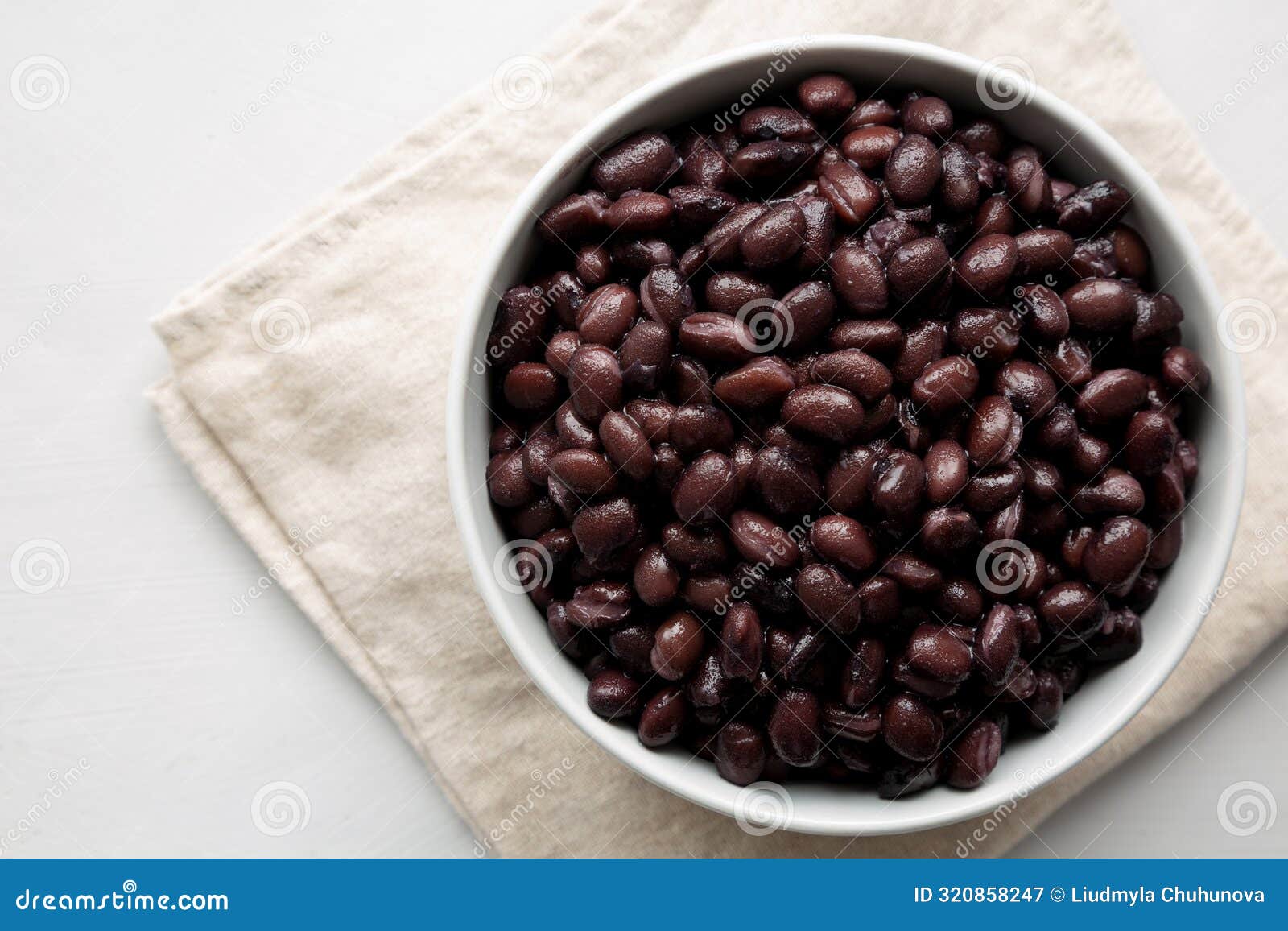 Homemade Preserved Black Beans in a Bowl, Top View. Space for Text ...