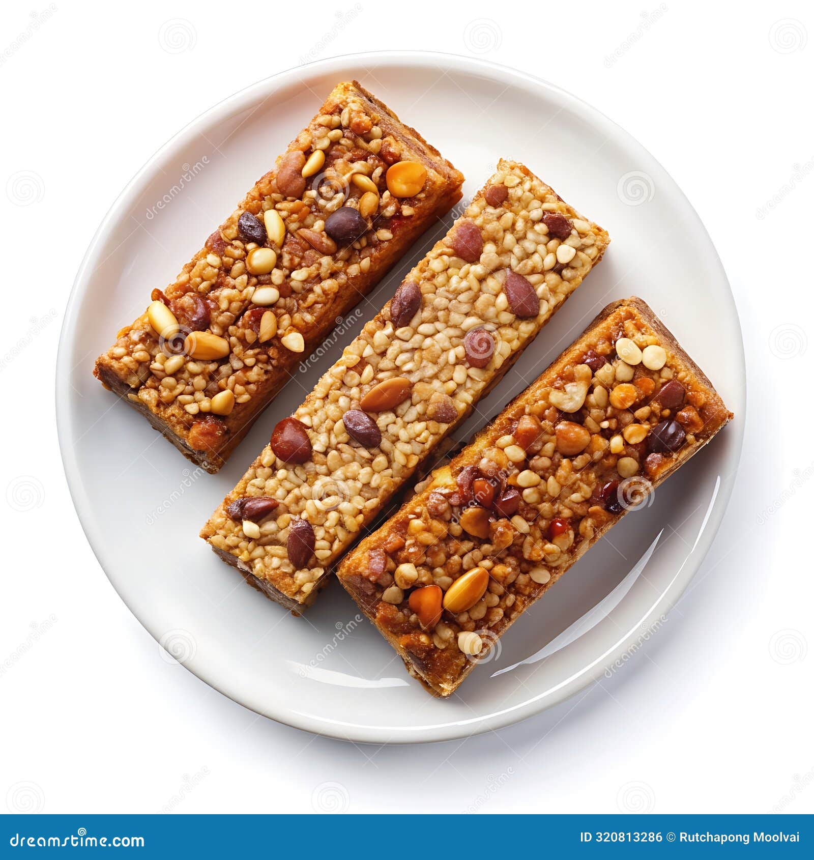 Homemade Protein Power Bars in Plate Isolated on White Background Stock ...
