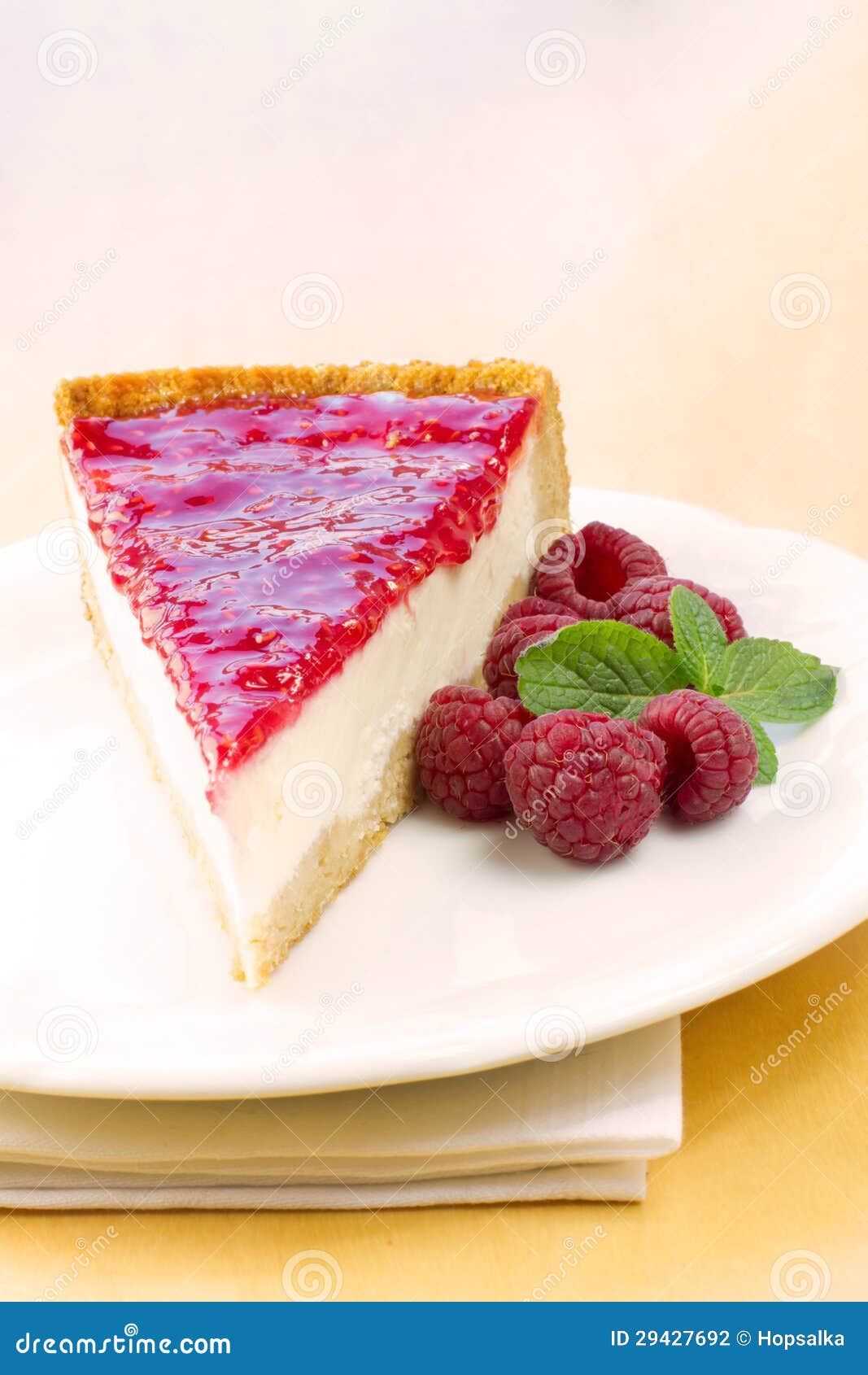 Homemade Raspberry Cheesecake Slice Stock Photo - Image of coulis ...