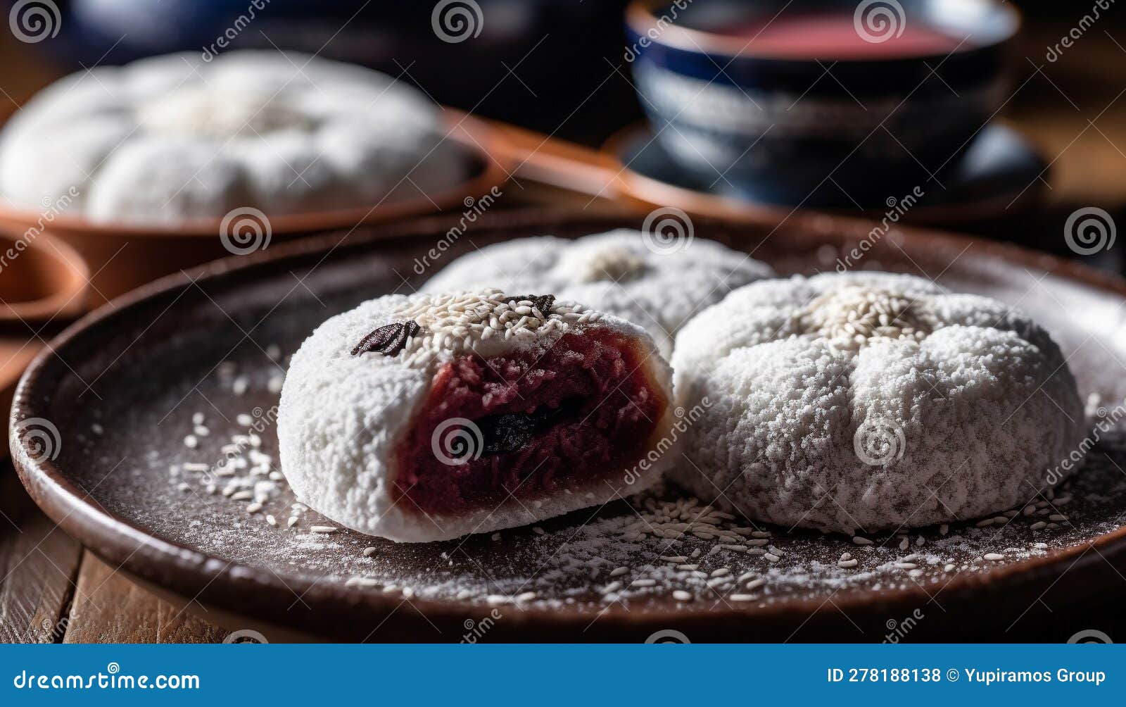 Homemade Raspberry Coconut Doughnut with Powdered Sugar Generated by AI ...