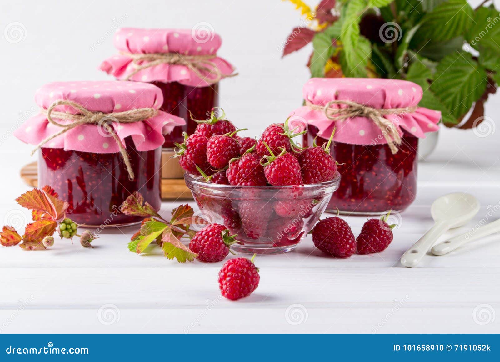 Homemade Raspberry Jam for Breakfast and Fresh Raspberry Stock Photo ...