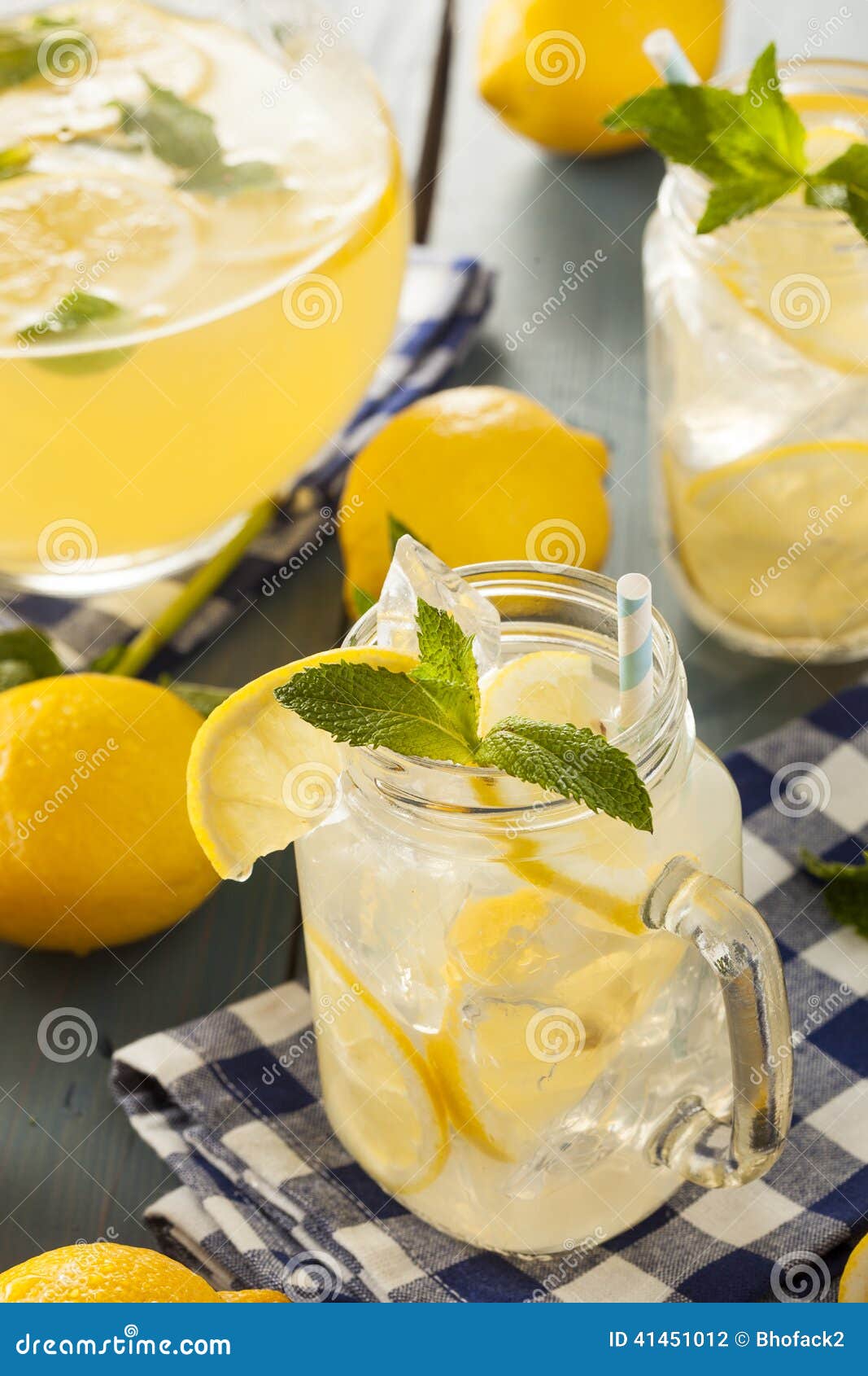 Homemade Refreshing Yellow Lemonade Stock Photo - Image of tropical ...