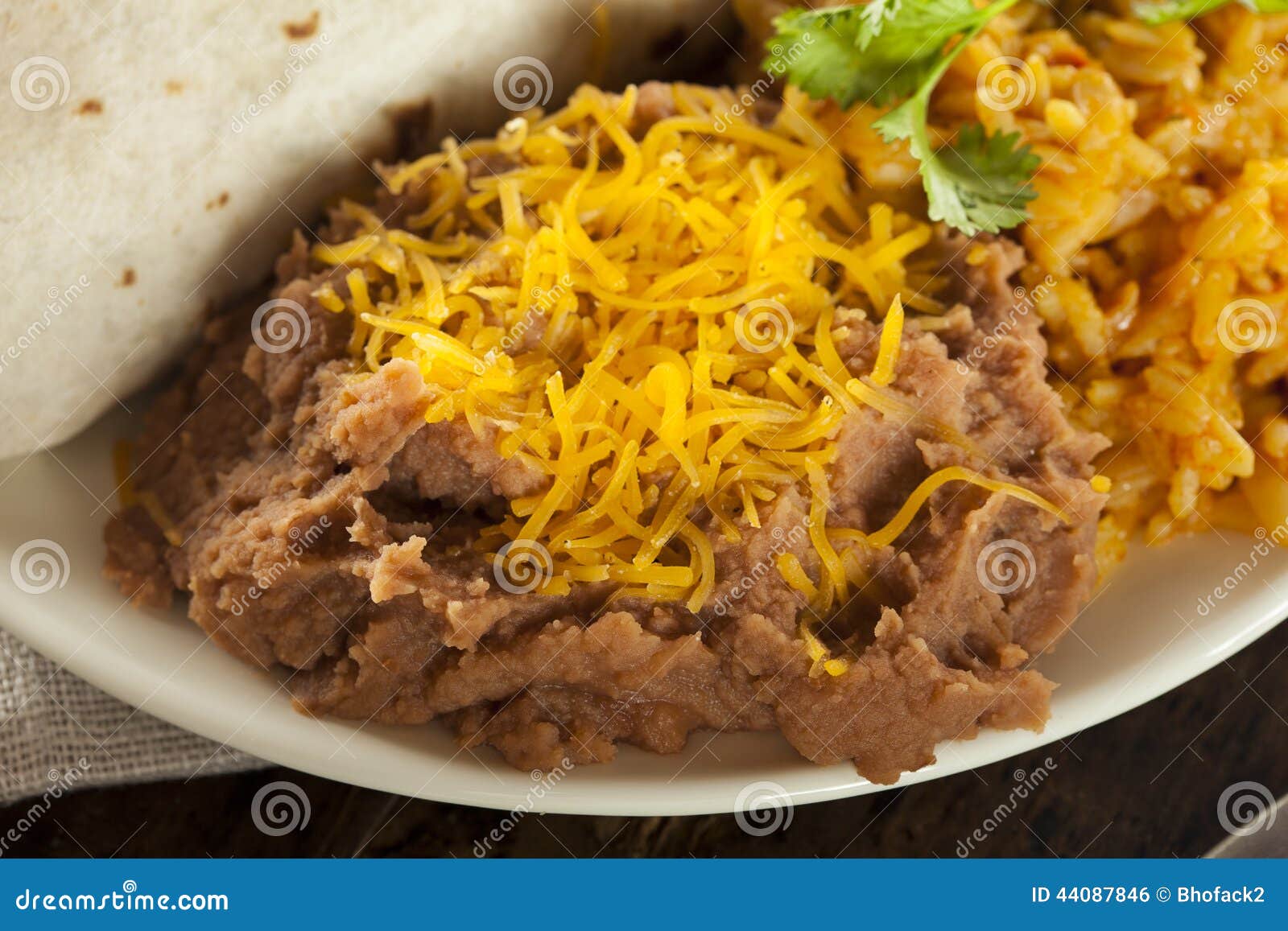 Homemade Refried Beans with Cheese Stock Photo - Image of mexican ...