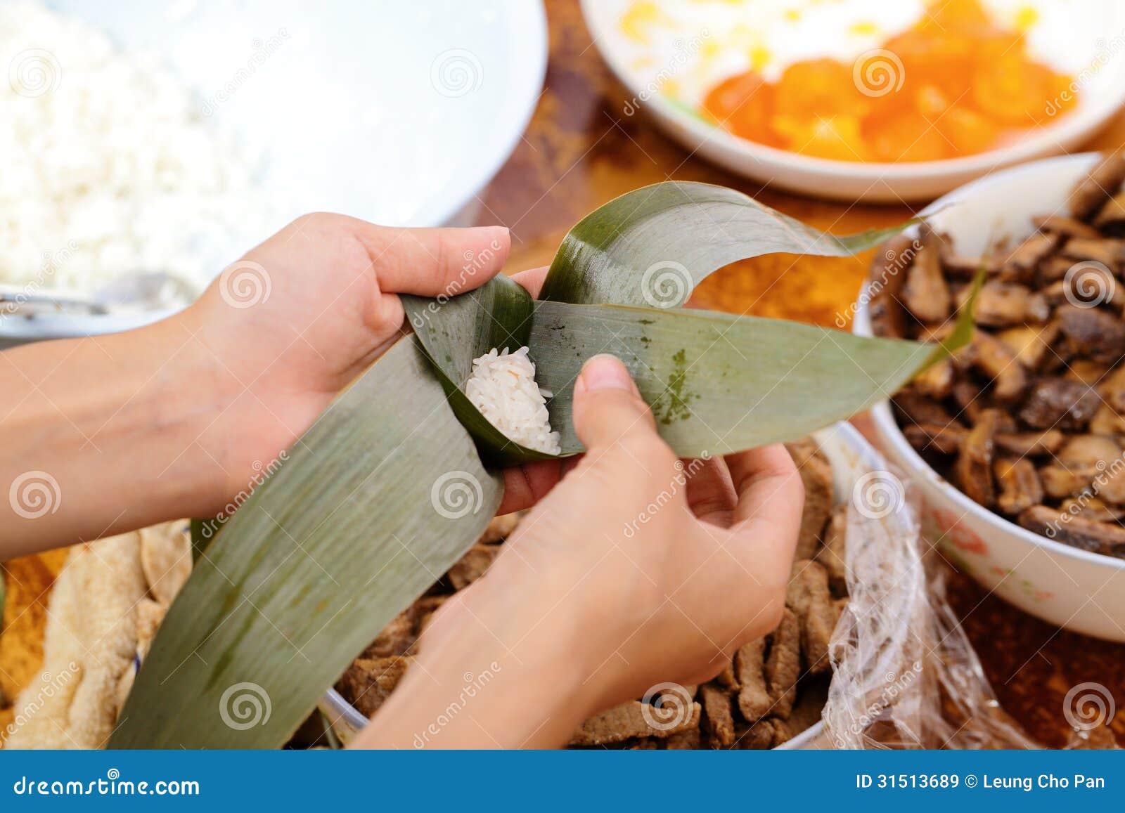 Homemade Rice Dumpling Process Stock Image - Image of gourmet, mung ...