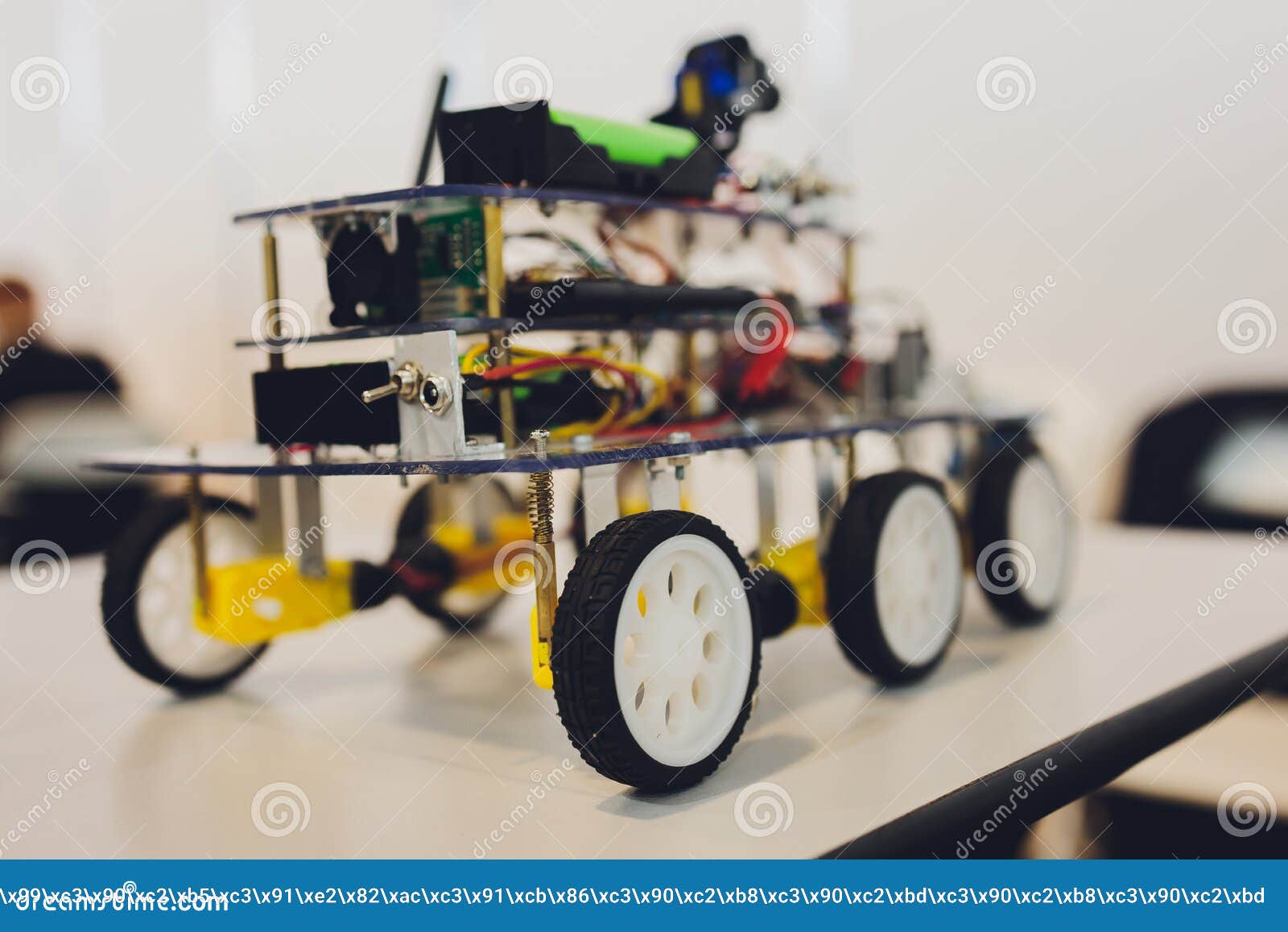 Homemade Robot on Wheels with Eyes. Hobby Robotics. Stock Image - Image ...