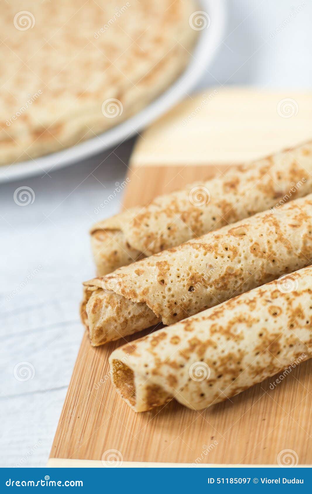 Homemade rolled Pancakes stock image. Image of rolled - 51185097