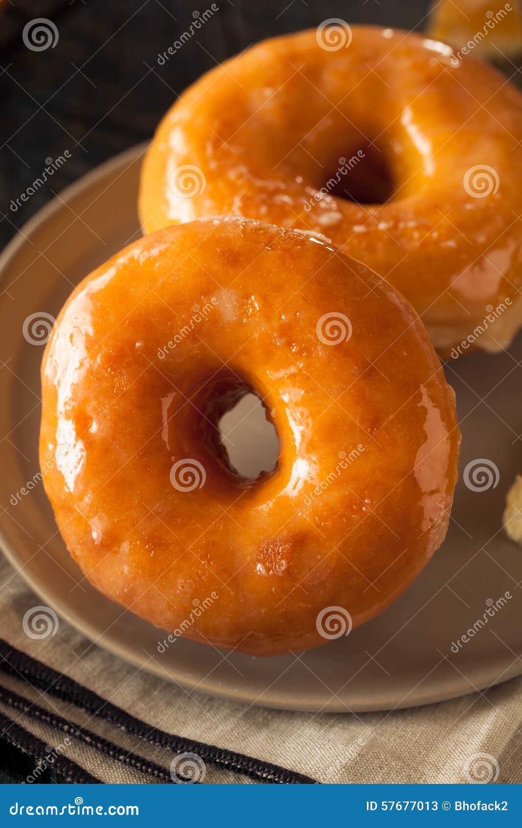 Homemade Round Glazed Donuts Stock Image - Image of dough, baked: 57677013