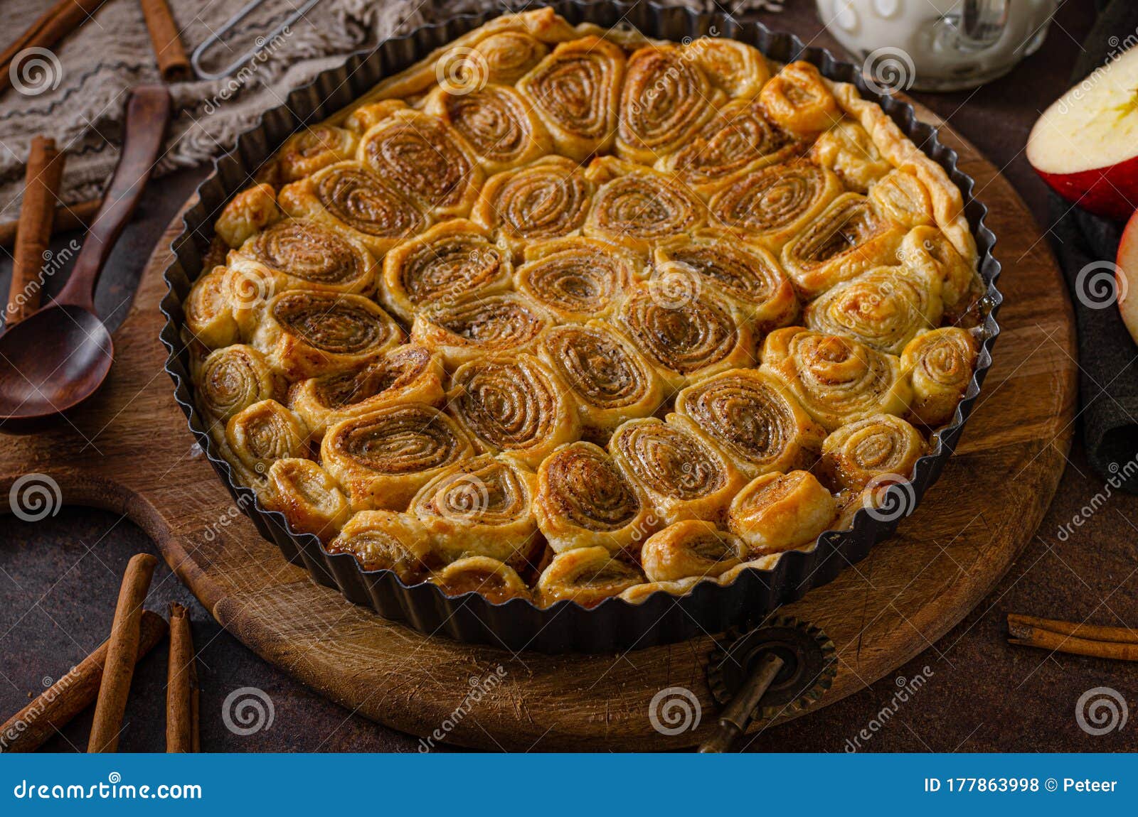 Homemade rustic apple pie stock photo. Image of healthy - 177863998