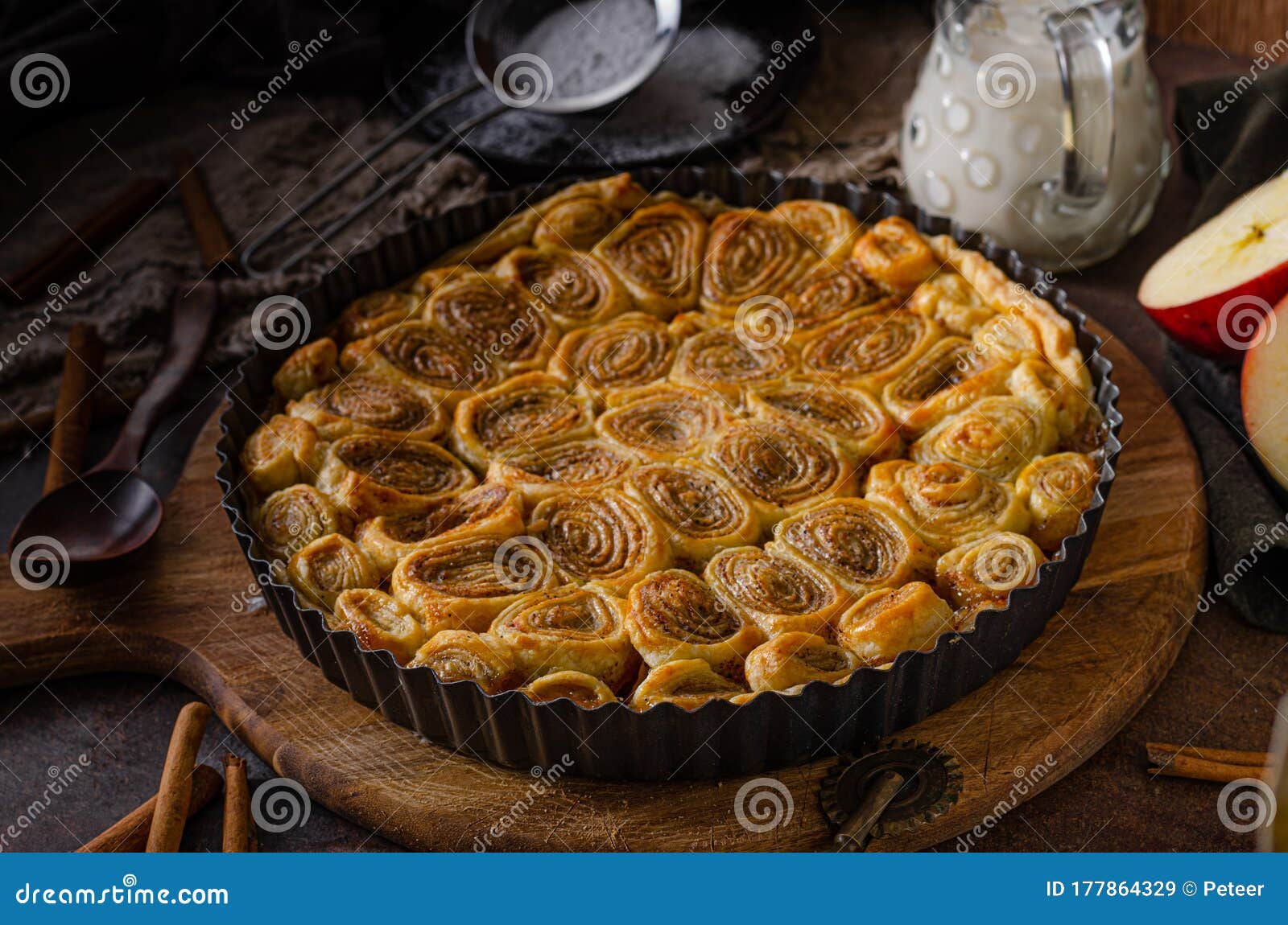 Homemade rustic apple pie stock image. Image of food - 177864329