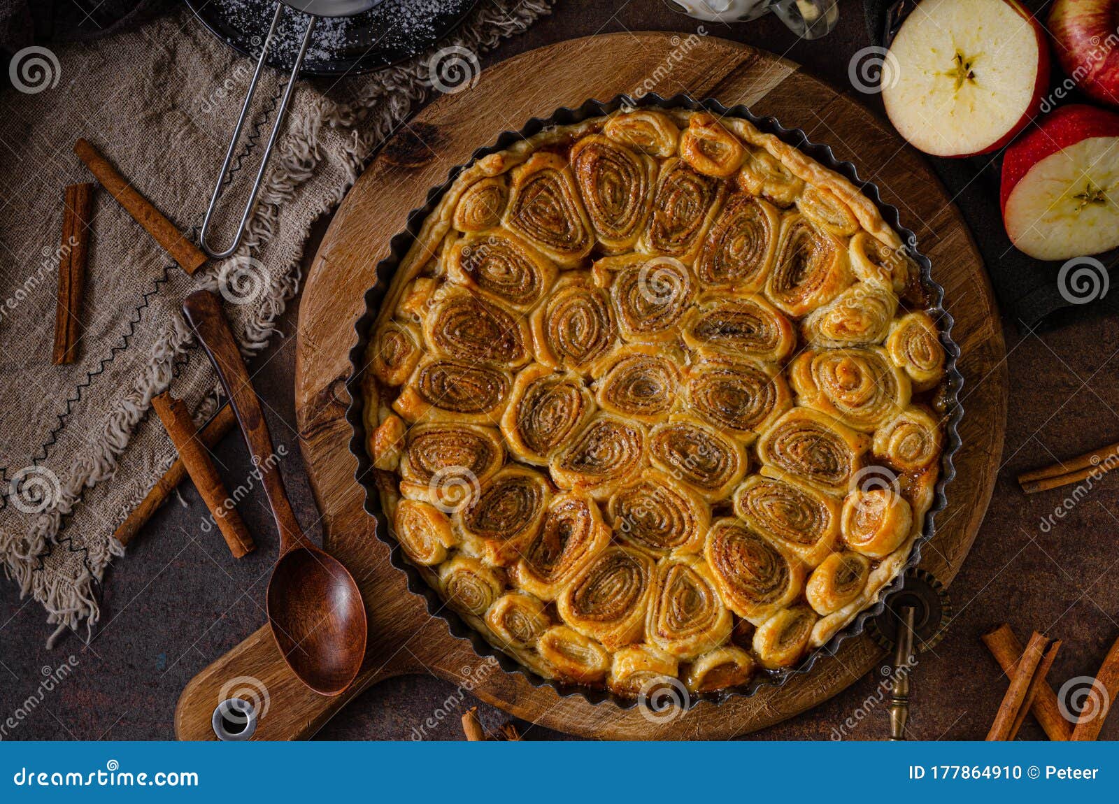 Homemade rustic apple pie stock photo. Image of golden - 177864910
