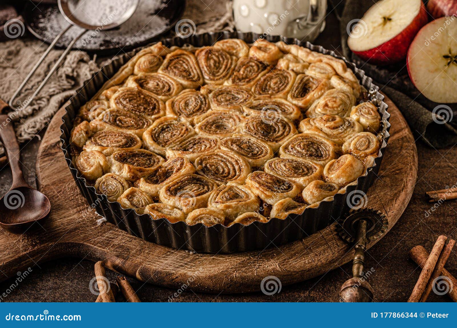 Homemade rustic apple pie stock photo. Image of closeup - 177866344