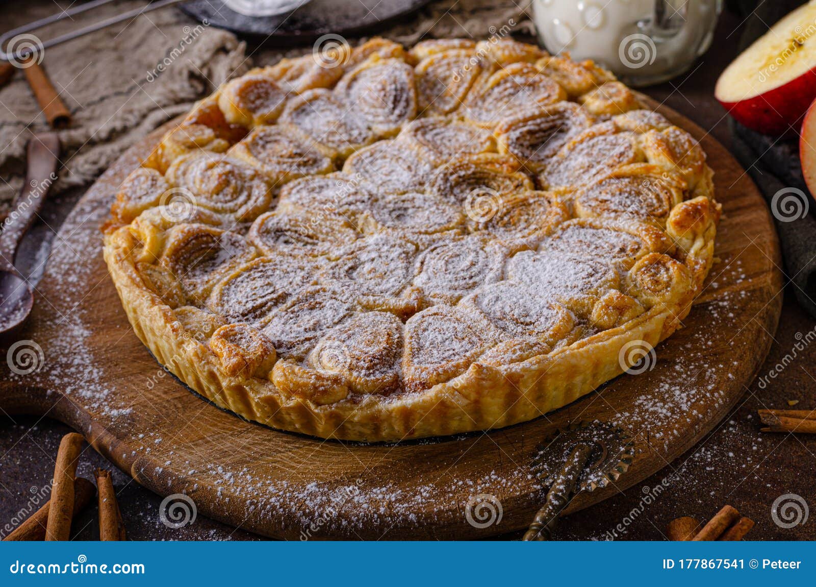 Homemade rustic apple pie stock image. Image of dessert - 177867541