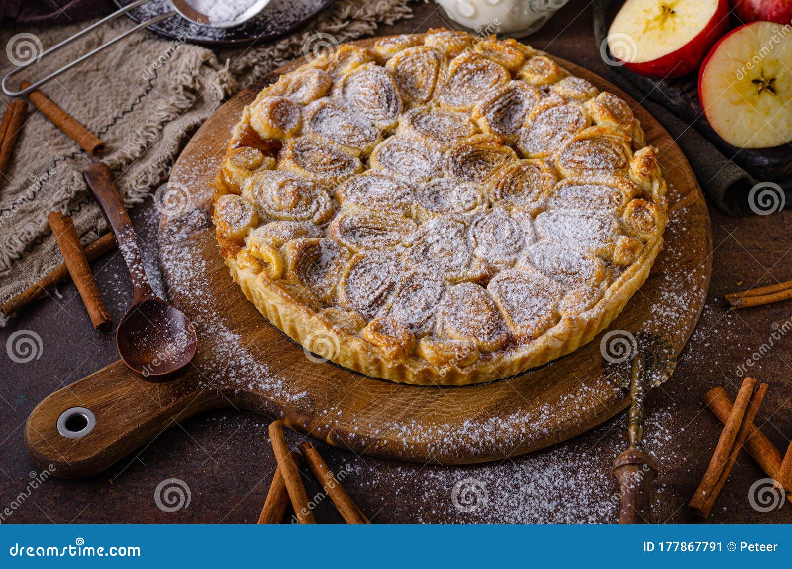 Homemade rustic apple pie stock image. Image of cinnamon - 177867791