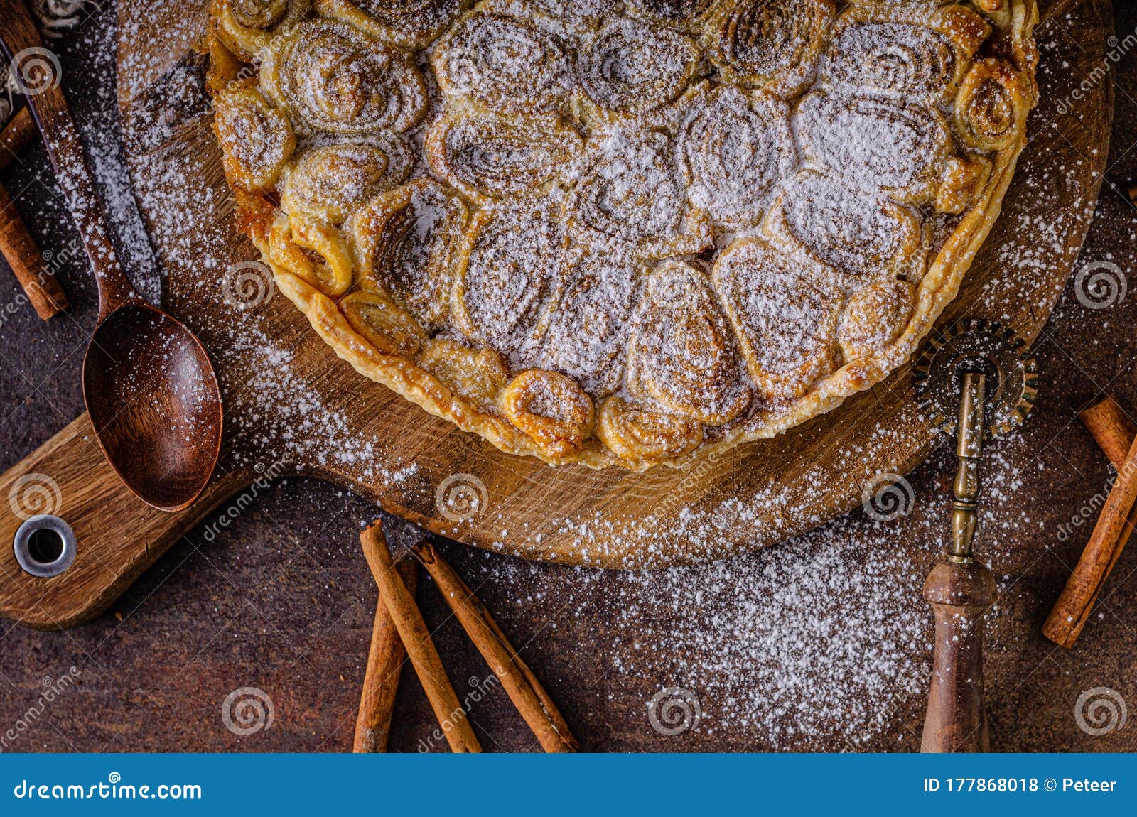 Homemade rustic apple pie stock photo. Image of brown - 177868018