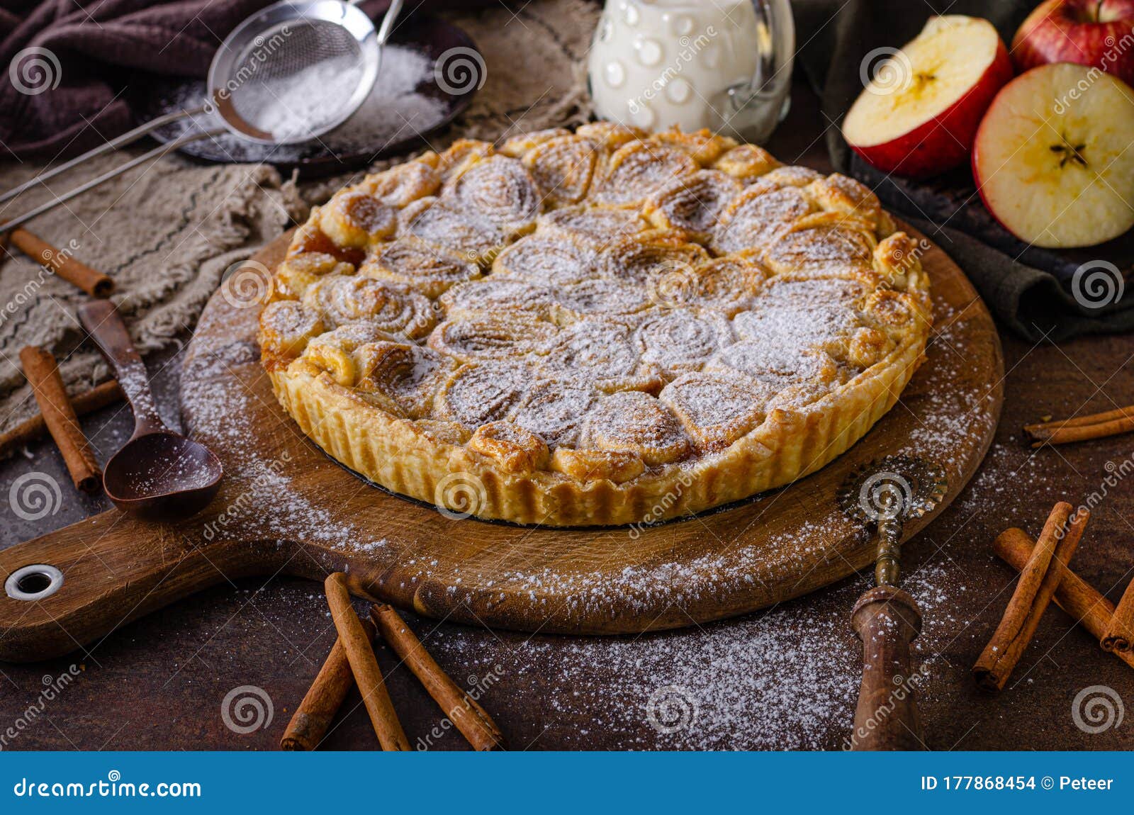 Homemade rustic apple pie stock photo. Image of apples - 177868454