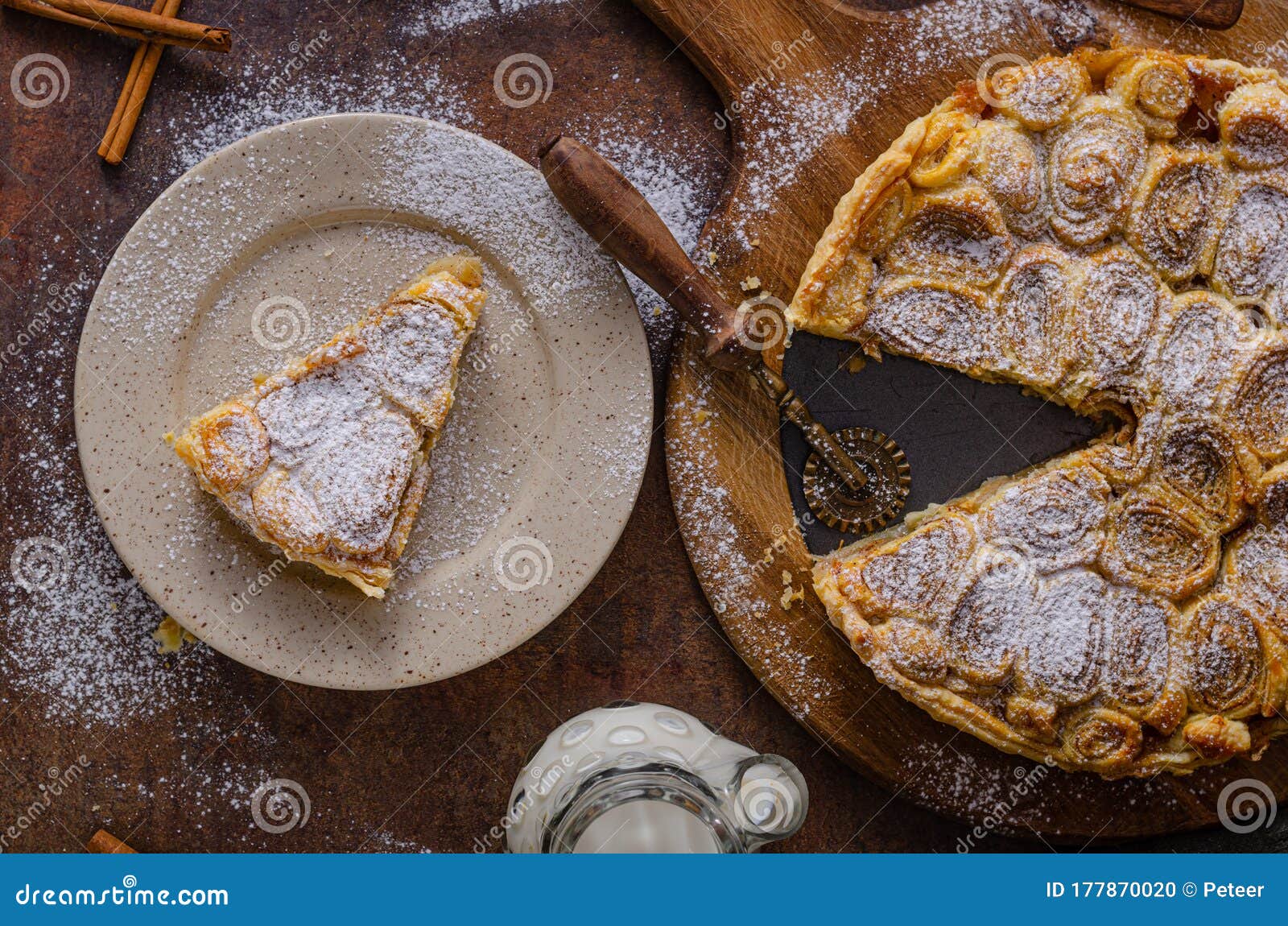 Homemade rustic apple pie stock photo. Image of piece - 177870020