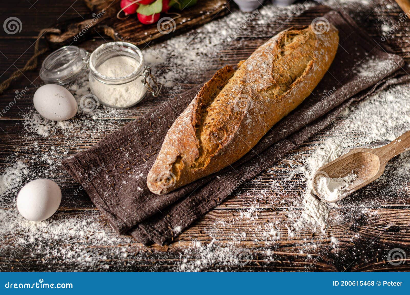 Homemade rustic baguette stock photo. Image of nutrition - 200615468