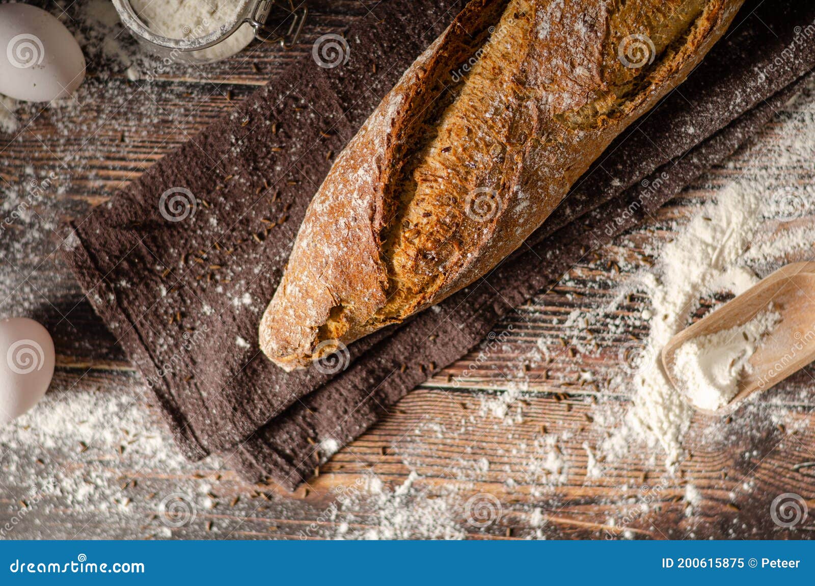 Homemade rustic baguette stock image. Image of loaf - 200615875