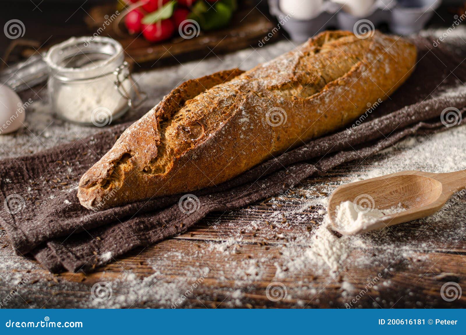 Homemade rustic baguette stock image. Image of loaf - 200616181