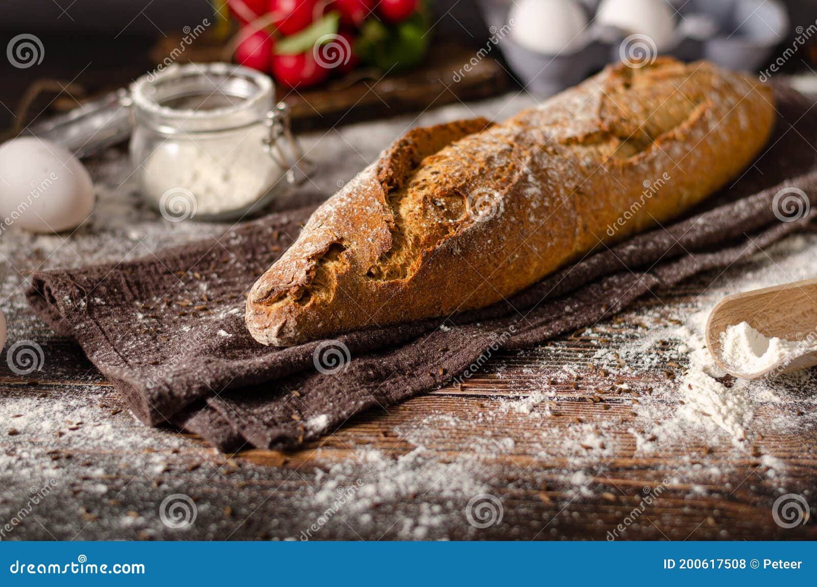 Homemade rustic baguette stock photo. Image of nutrition - 200617508