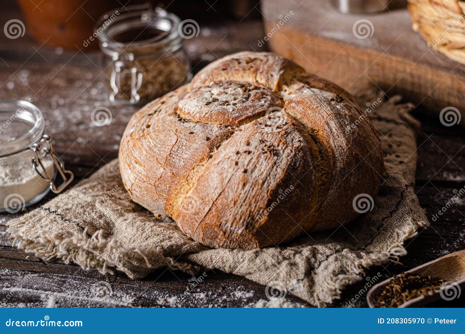 Homemade rustic bread stock photo. Image of healthy - 208305970