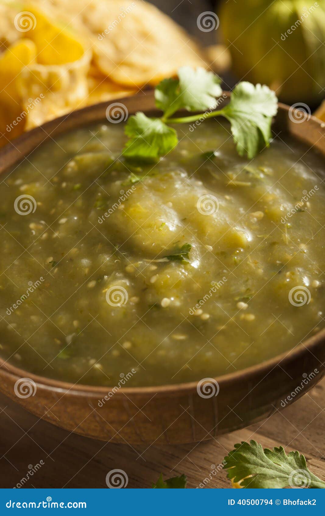 Homemade Salsa Verde with Cilantro Stock Photo - Image of corn, tomato ...