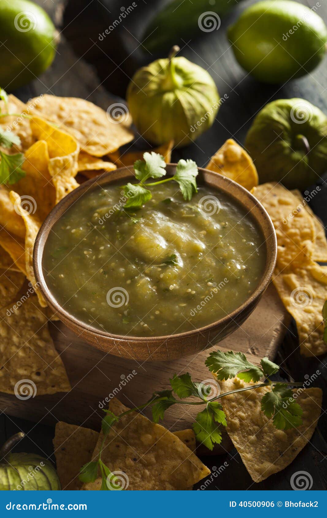 Homemade Salsa Verde with Cilantro Stock Photo - Image of salsa ...