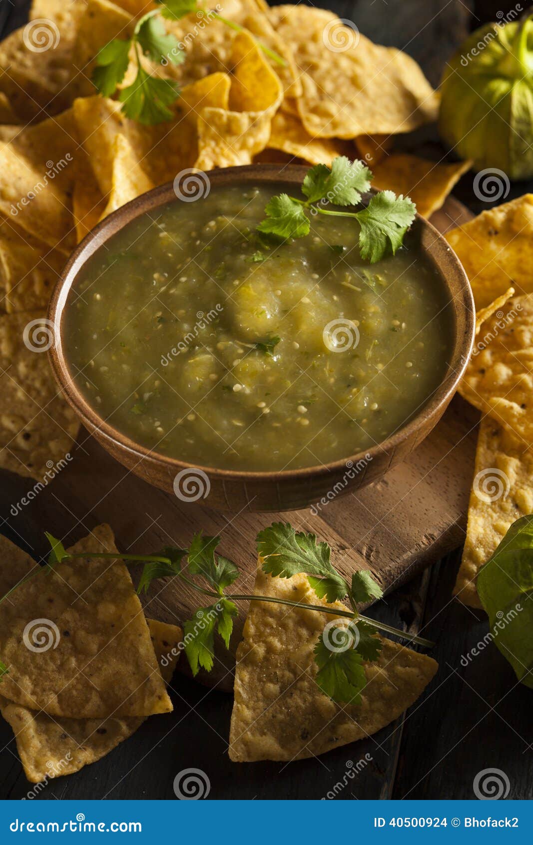 Homemade Salsa Verde with Cilantro Stock Photo - Image of food ...