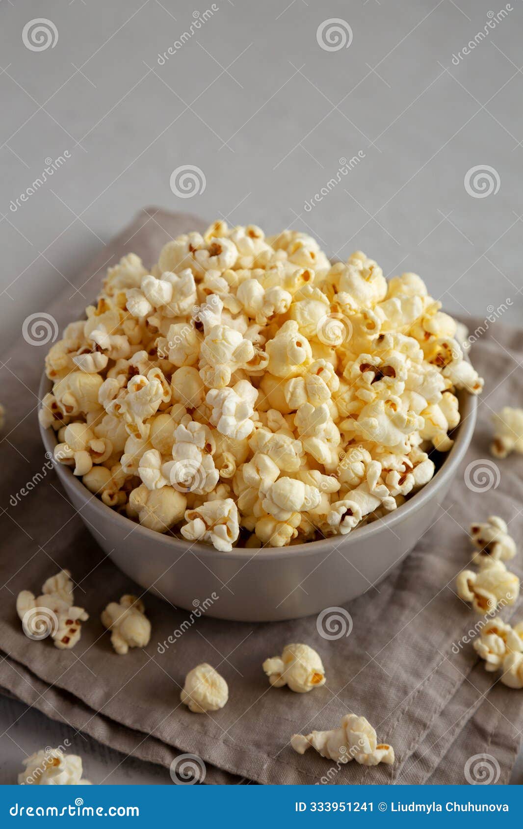 Homemade Salty Popcorn in a Bowl, Side View Stock Image - Image of salt ...