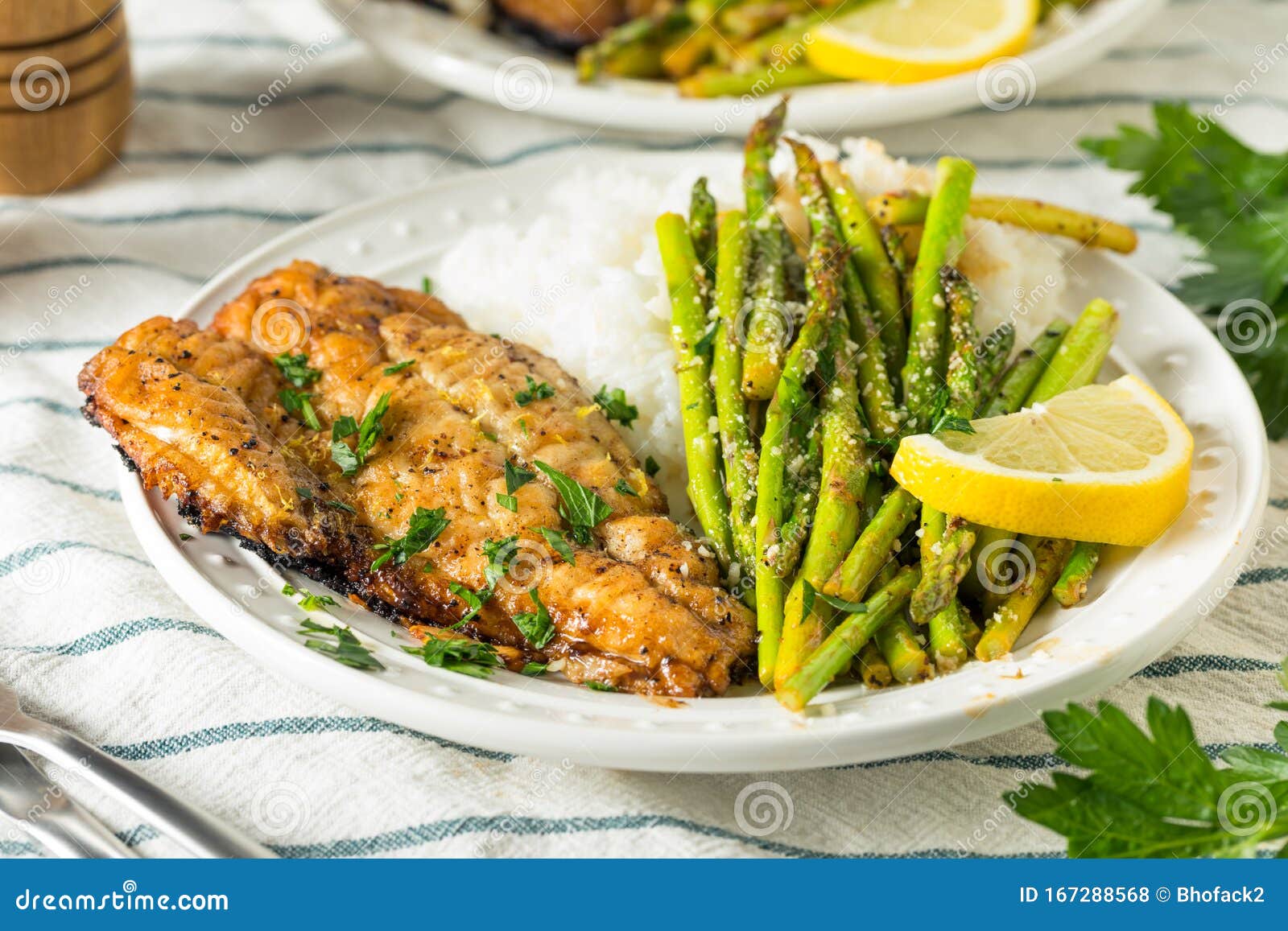 Homemade Sauteed Whitefish Dinner Stock Photo - Image of board, healthy ...