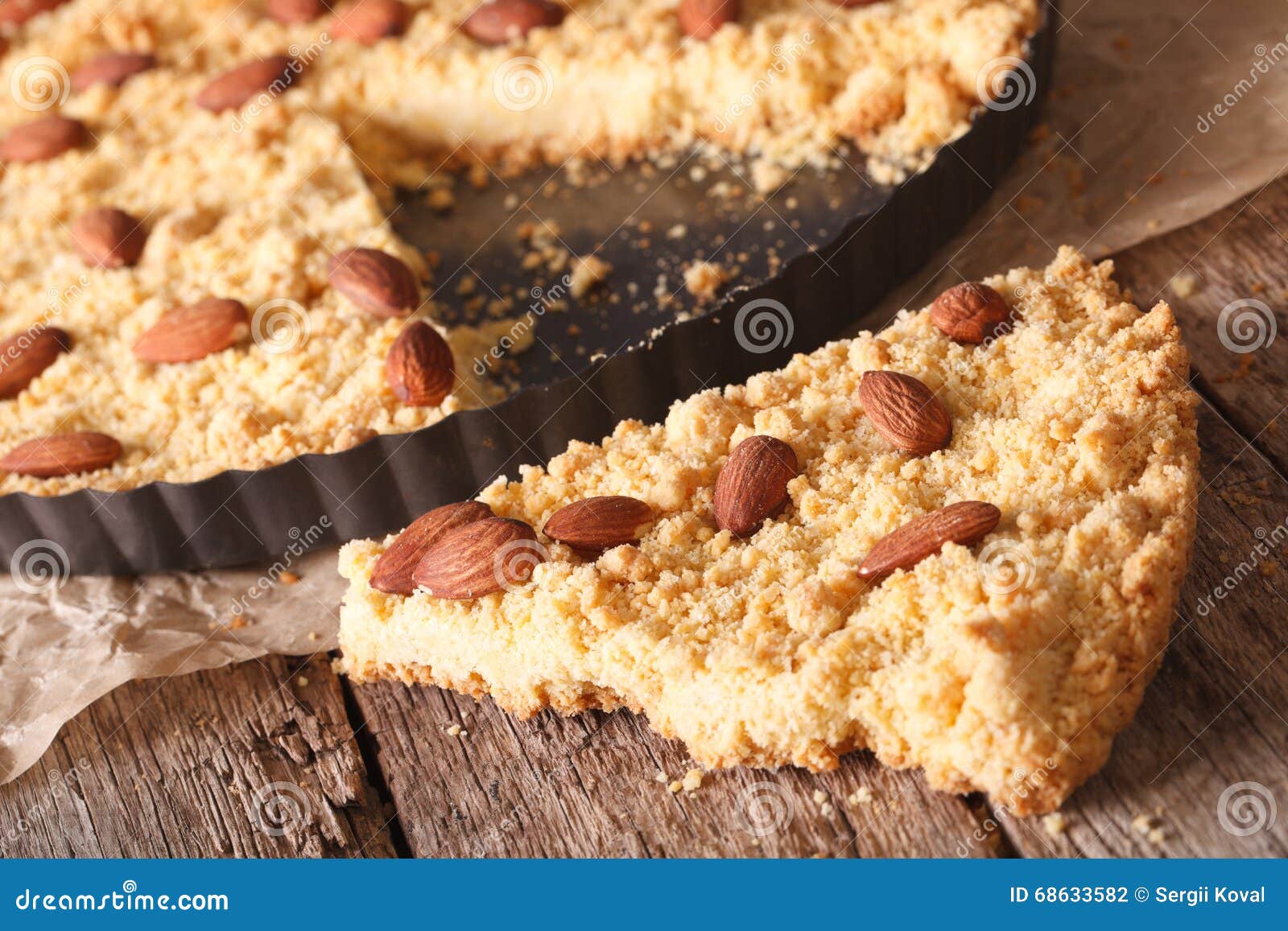 Homemade Sbrisolona Italian Pie Slice Macro. Horizontal Stock Photo ...