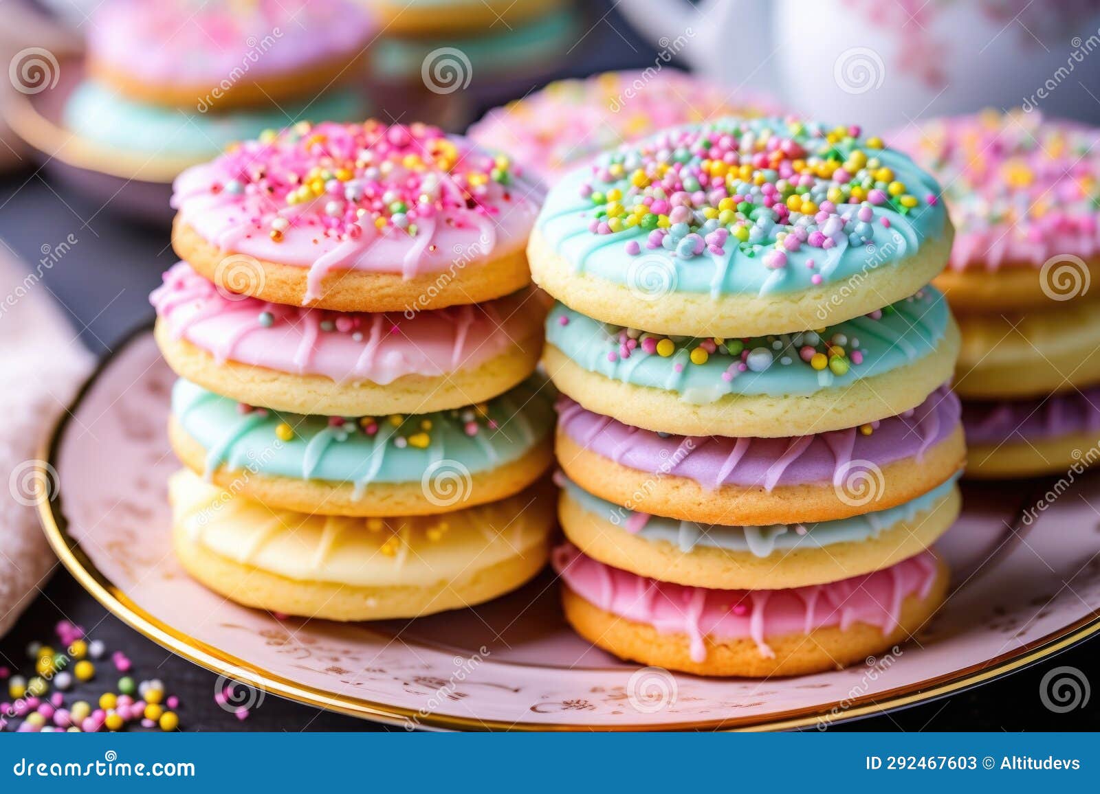 Homemade Shortbread Cookies with Colorful Icing Stock Illustration ...