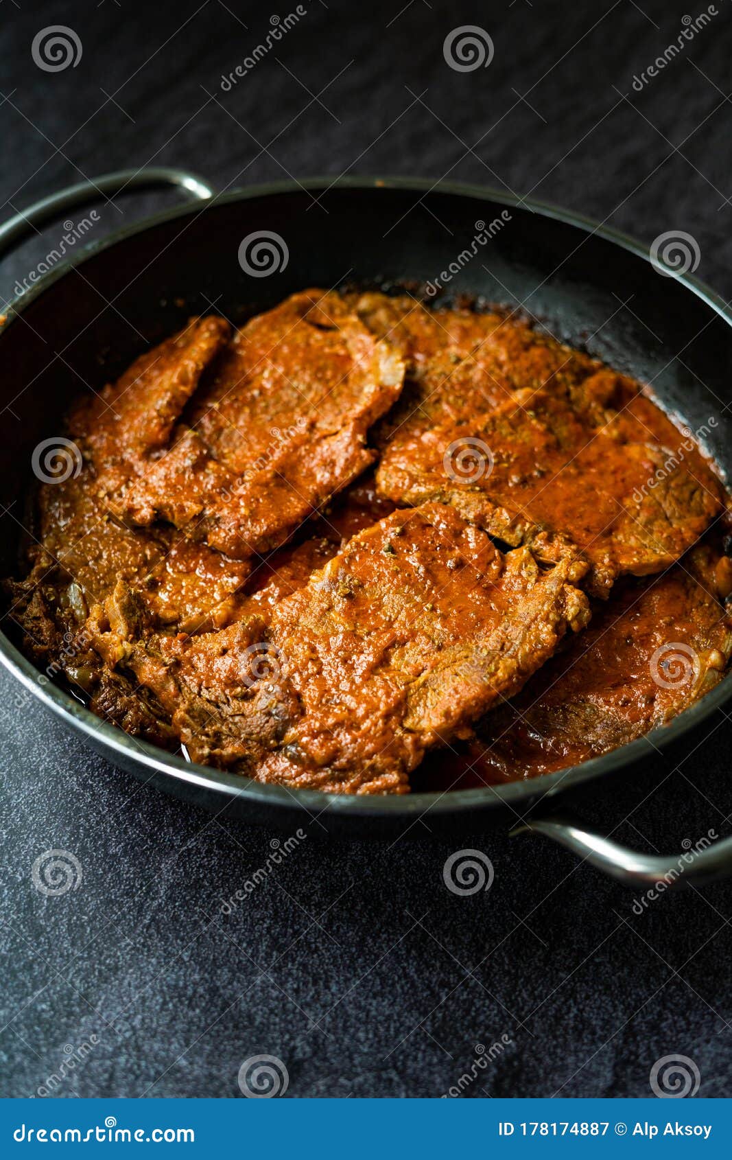 Homemade Slow Cooked Mexican Style Beef Meat with Tomato Paste Sauce in ...