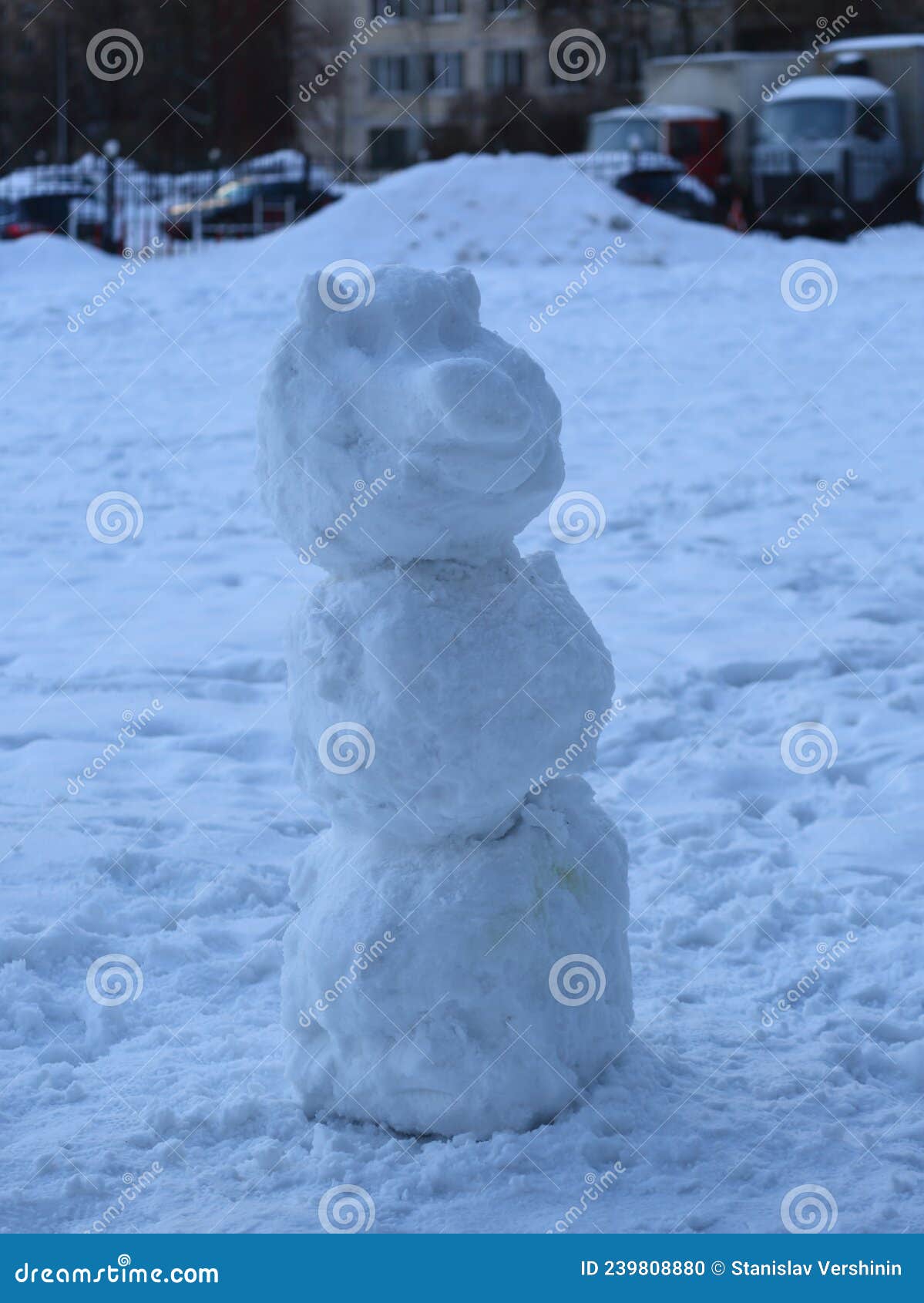 Homemade Snow Figure in the Yard Stock Photo - Image of white, winter ...